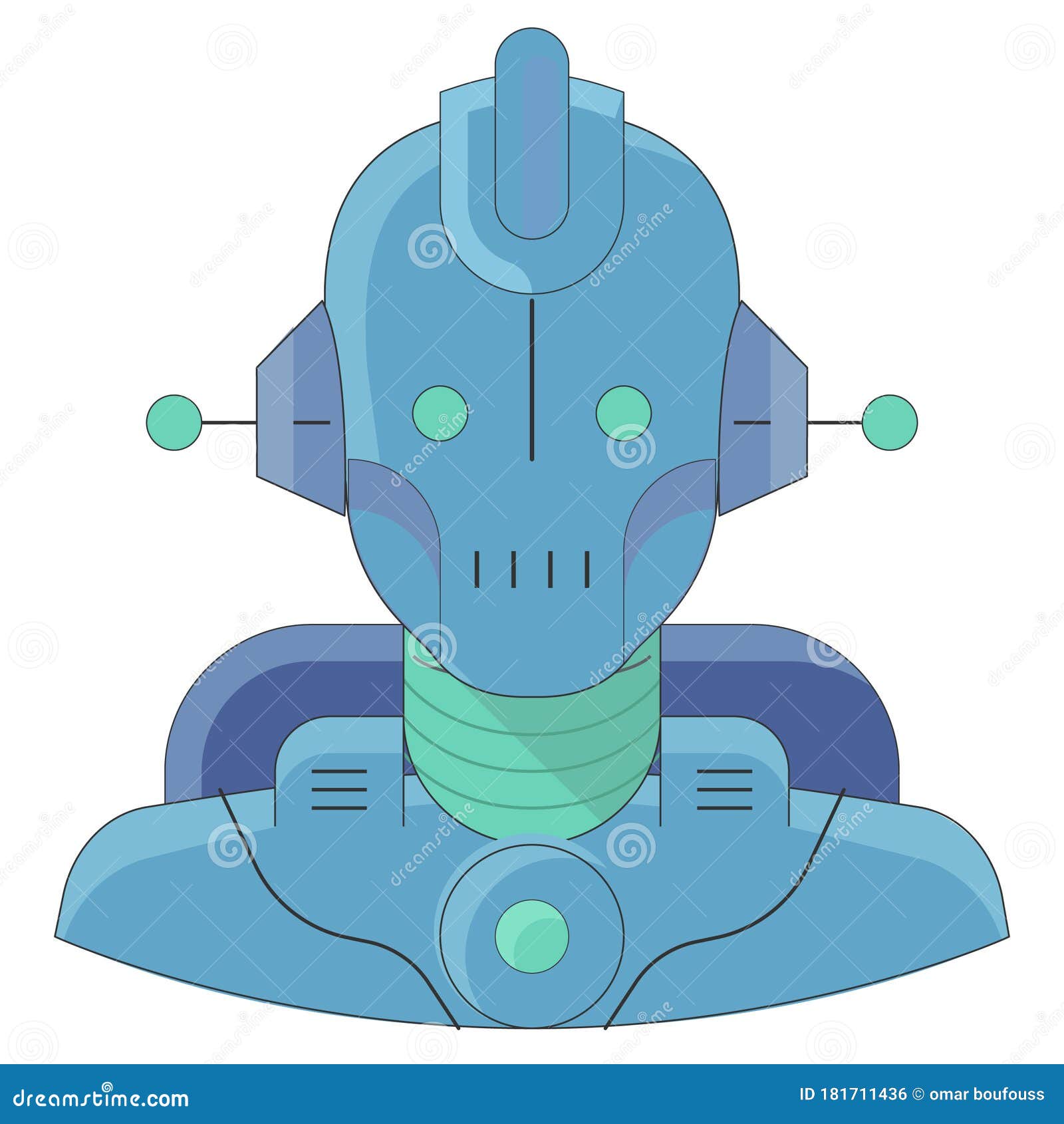 Robot Face Vector Illustrationflat Design Stock Vector - Illustration ...