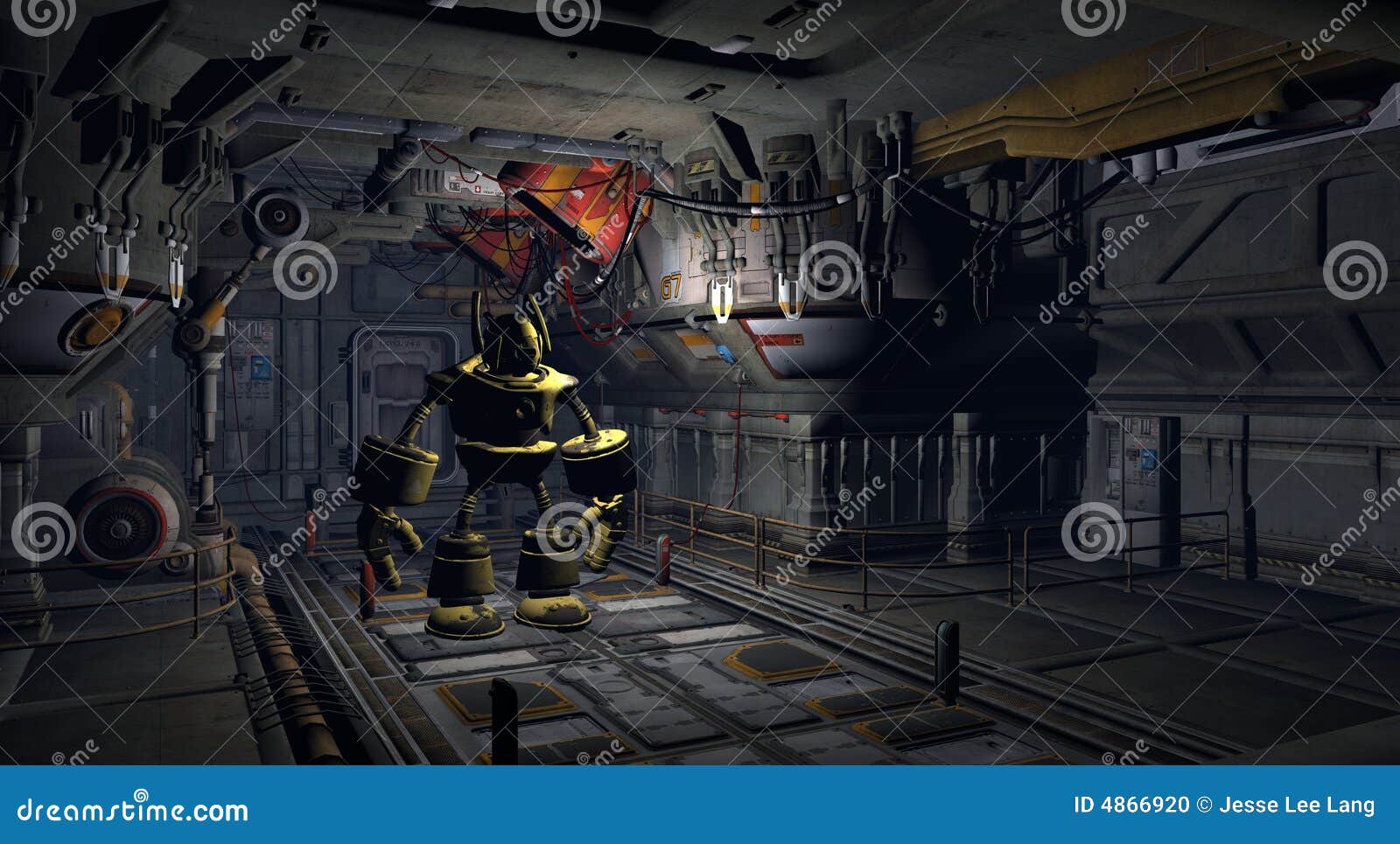 Robot in factory stock illustration. Illustration of steel - 4866920