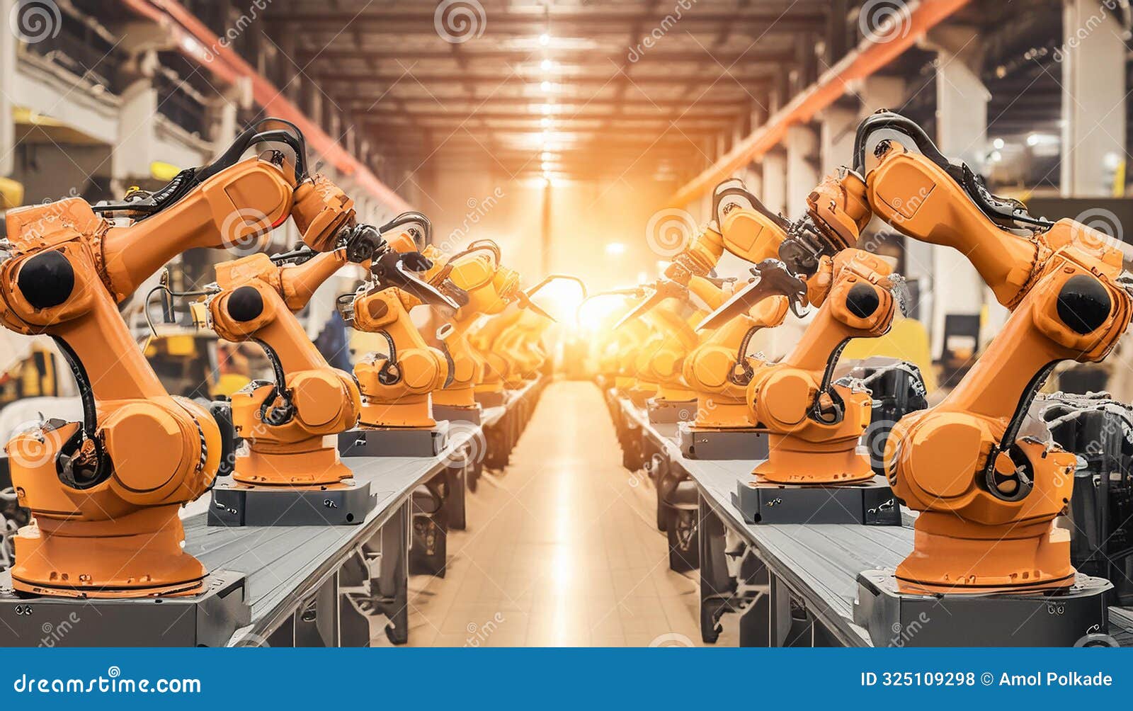 Robot Factory - an Assembly Line in a High-tech Robot Factory with Robots Being Built Stock ...