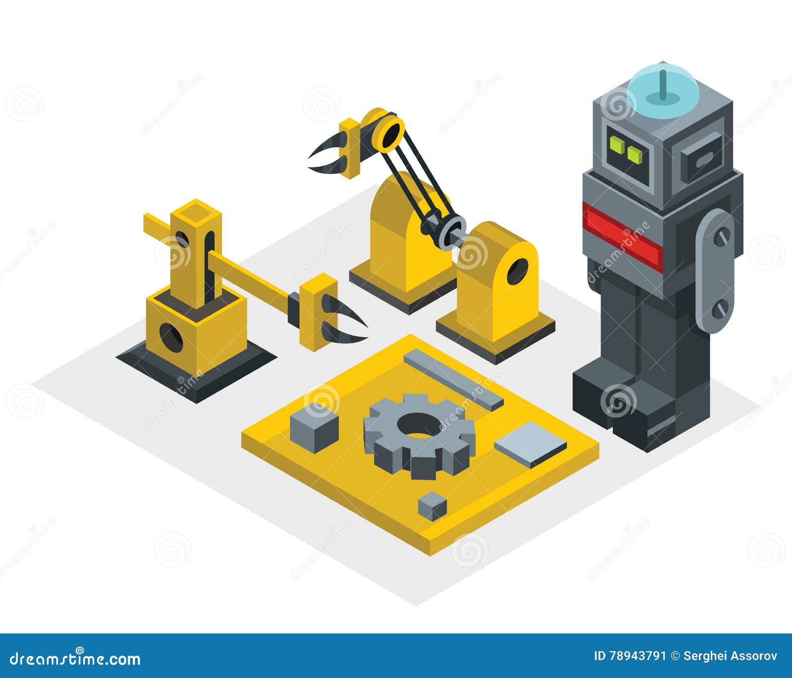 Robot Factory in Isometric Style Stock Vector - Illustration of ...