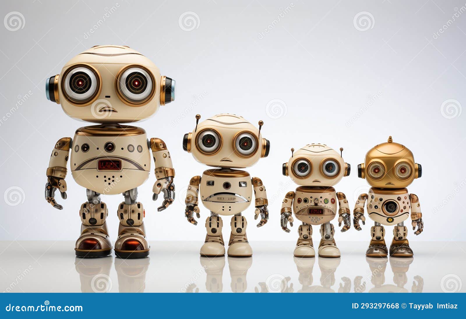 Robot Family on a Stroll Generative AI Stock Illustration ...
