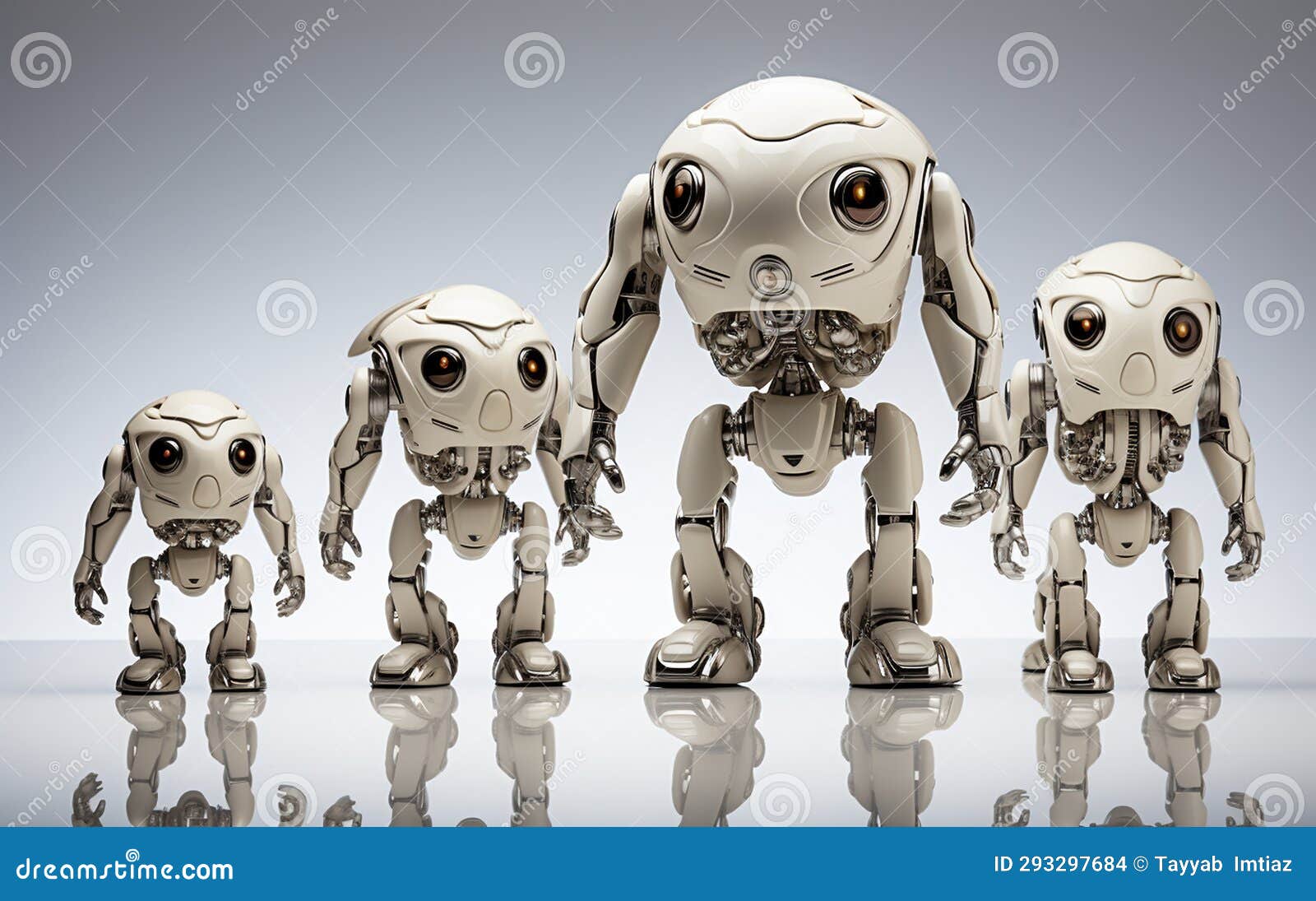 Robot Family on a Stroll Generative AI Stock Illustration ...