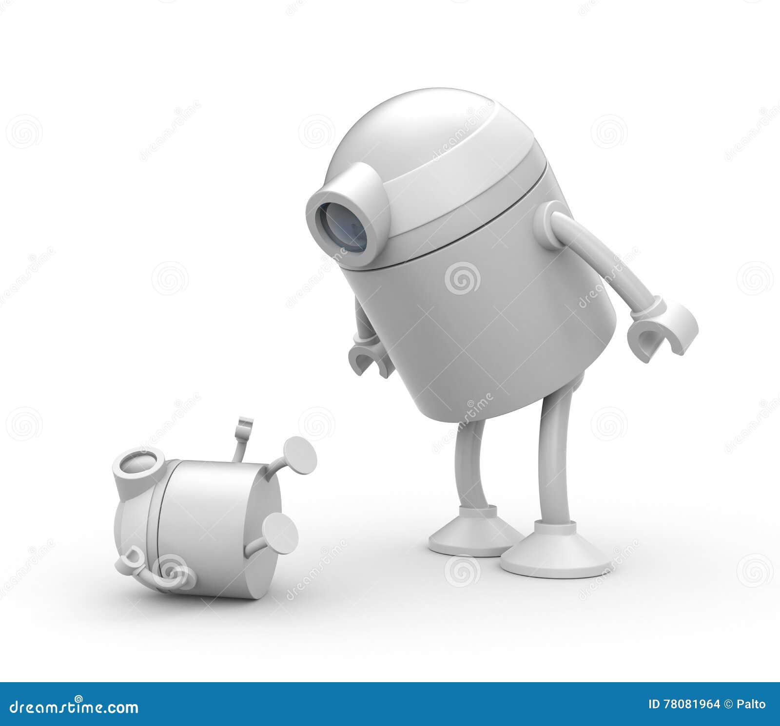Robot Father Looks on the Whims of the Son Stock Illustration ...