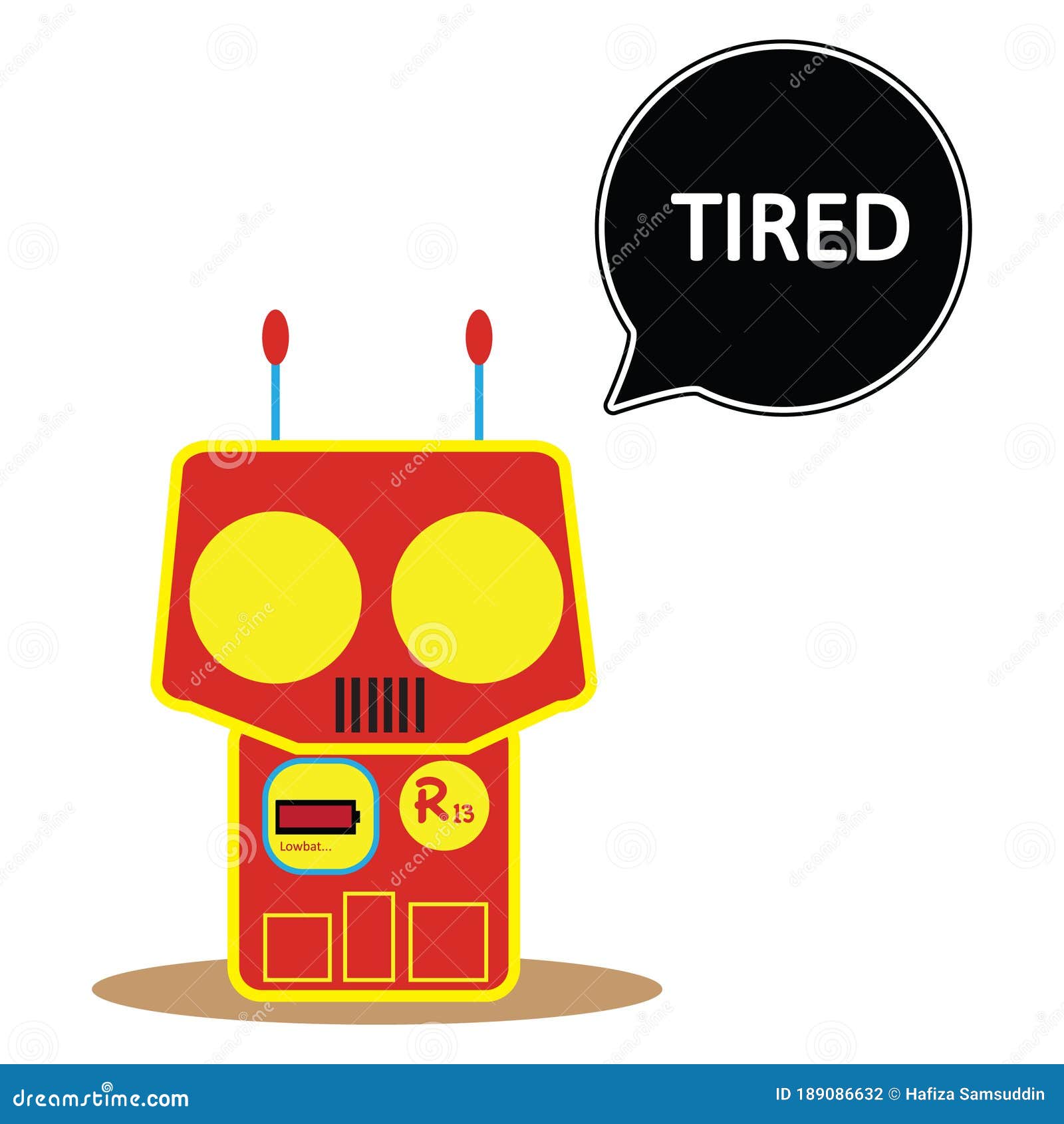 Robot Feeling Tired. Vector Illustration Decorative Design Stock Vector ...