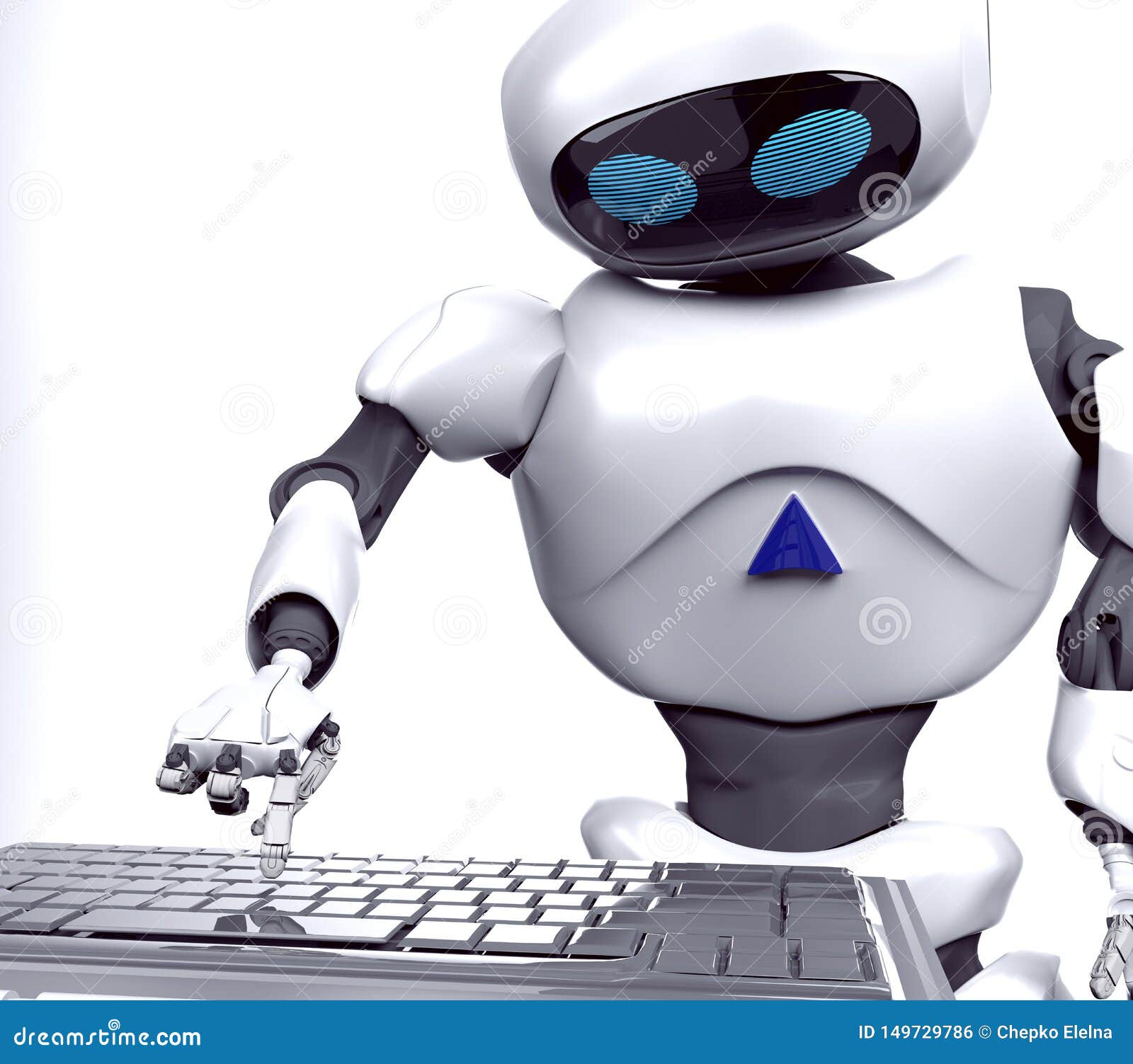 Robot Female Work on Notebook,computer,3d ,render Stock Illustration ...