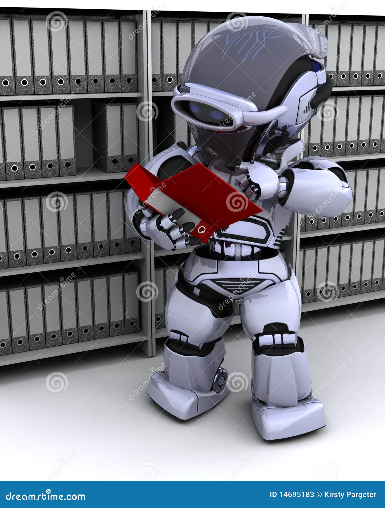 Robot filing documents stock illustration. Illustration of chrome ...