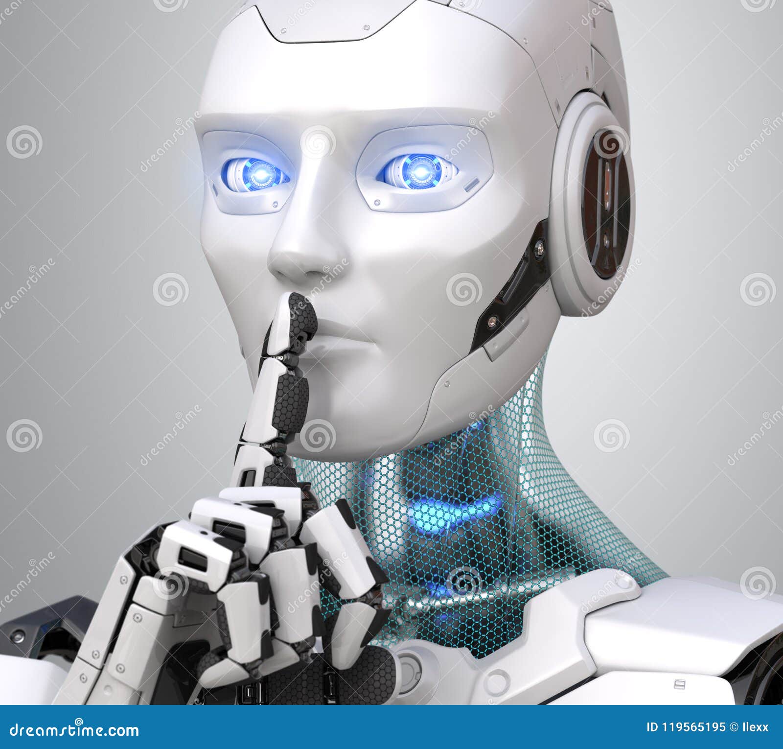 Robot with Finger on Lips Asking for Silence Stock Illustration ...