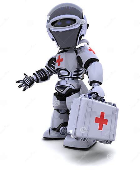Robot with first aid kit editorial image. Illustration of cute - 16565865