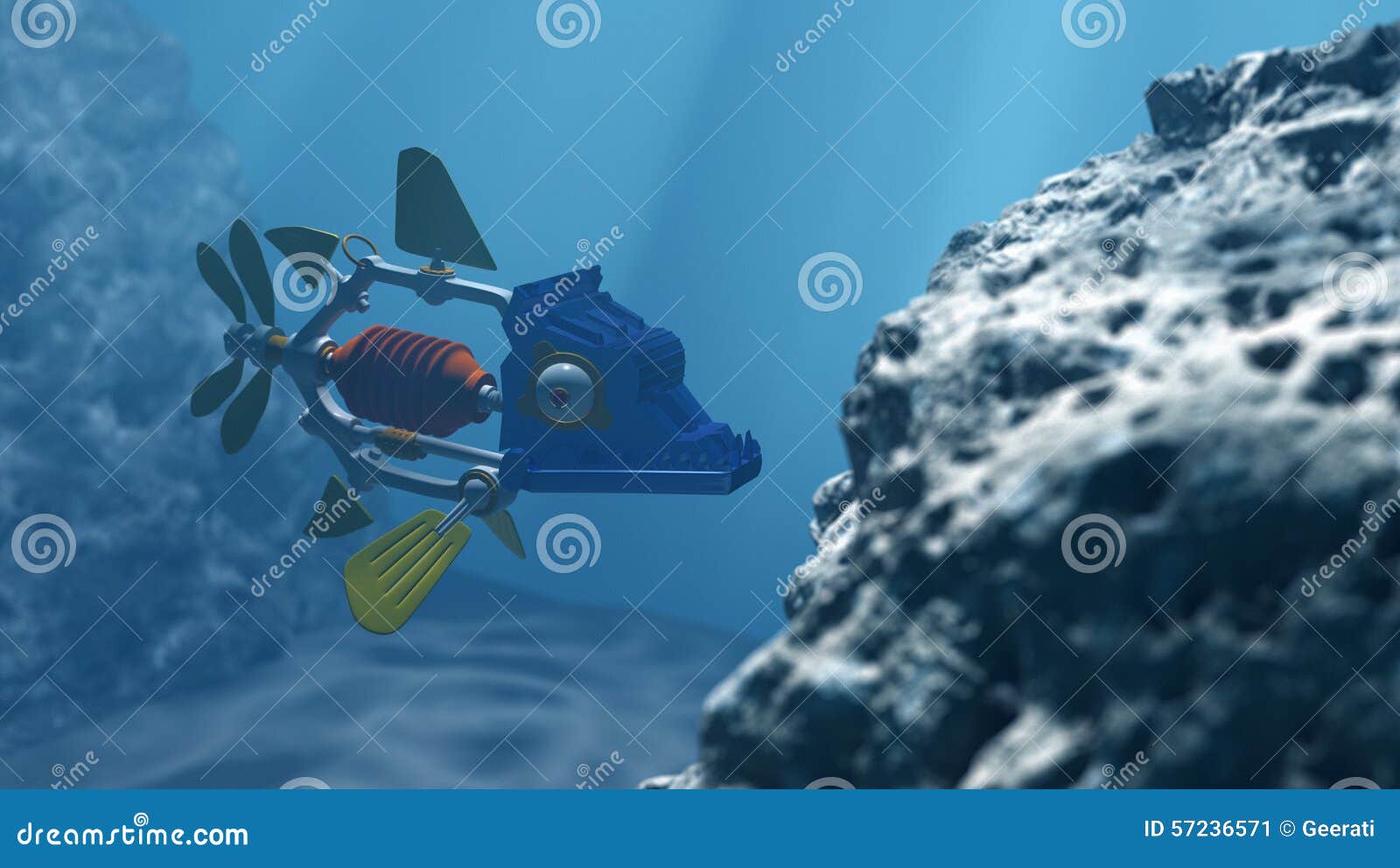 Robot Fish in the Deep Water Stock Illustration - Illustration of ...