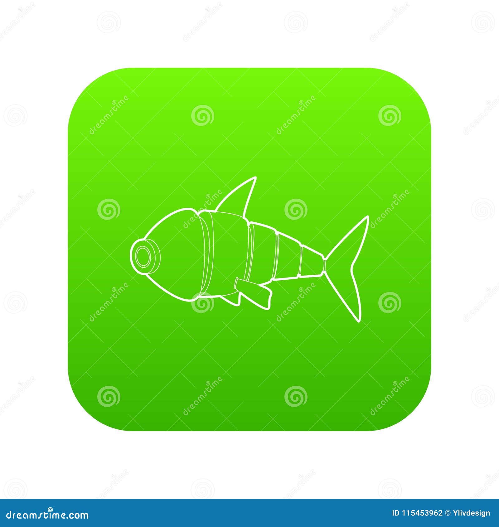 Robot Fish Icon Green Vector Stock Vector - Illustration of monster ...
