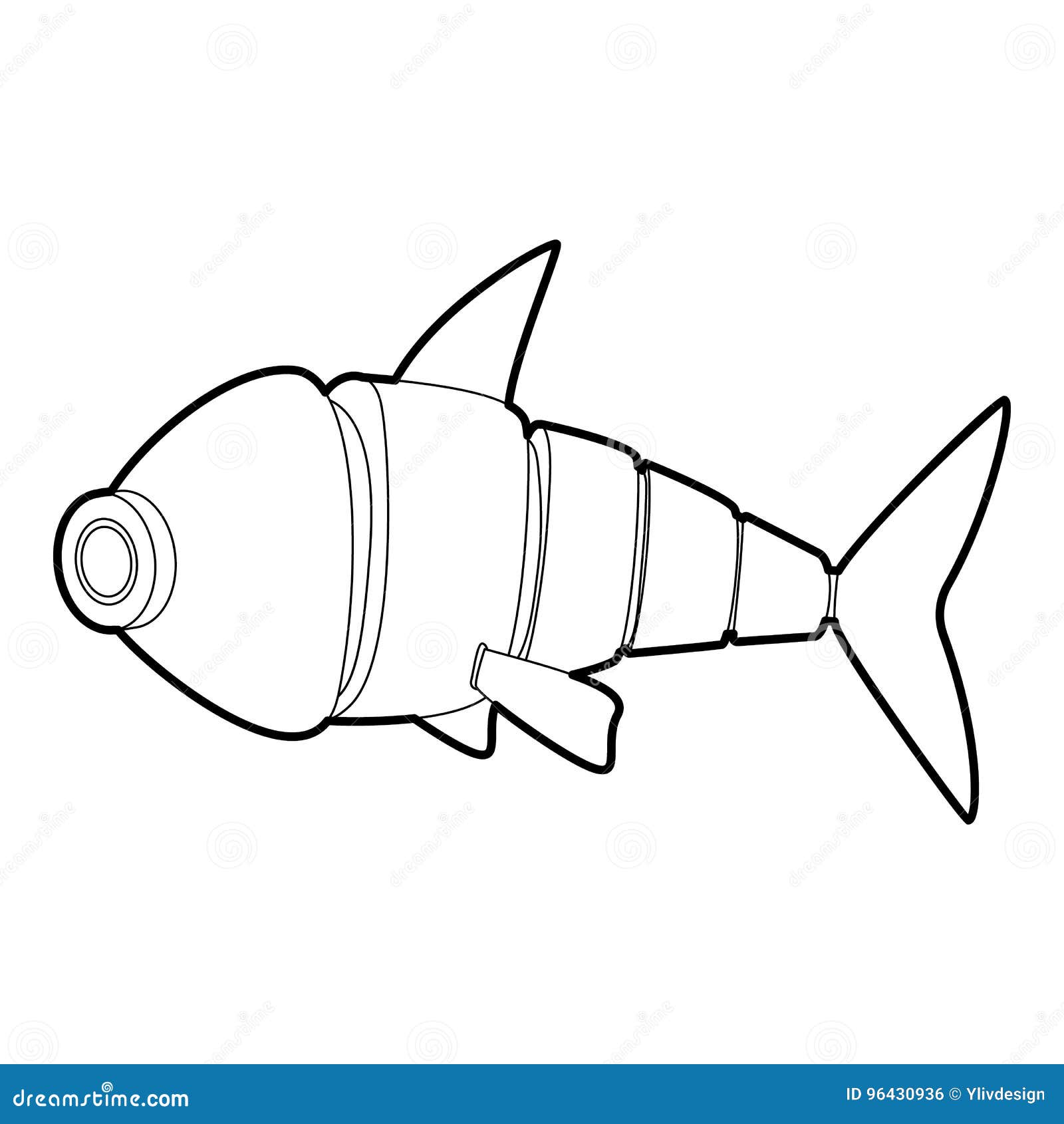 Robot fish icon outline stock vector. Illustration of character - 96430936