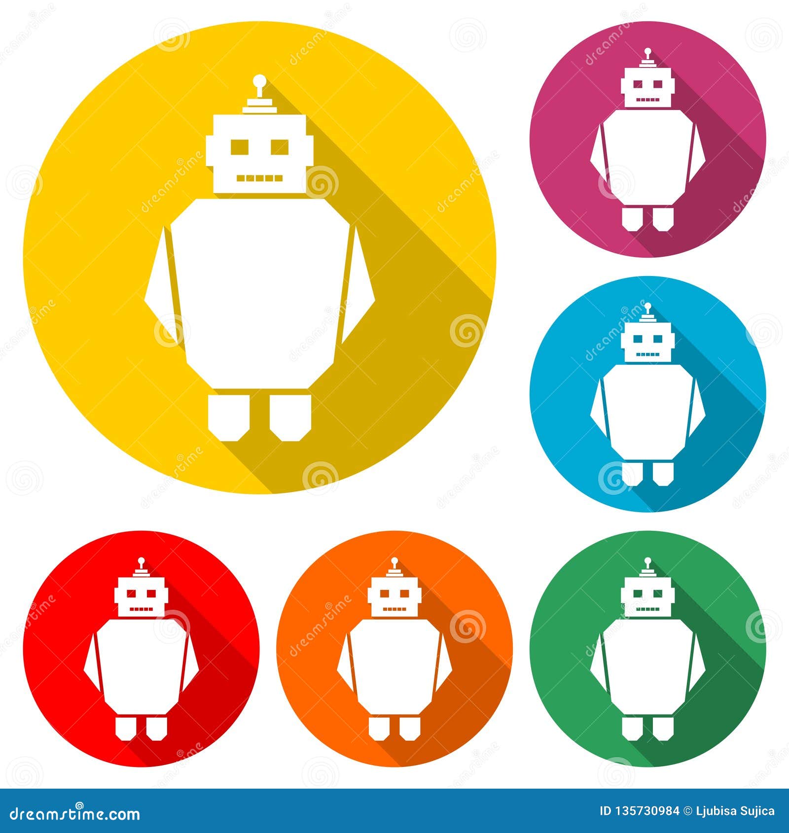 Robot Flat Simple Icon or Logo, Color Set with Long Shadow Stock Vector ... Robot Flat Simple Icon or Logo, Color Set with Long Shadow Stock Vector ...
