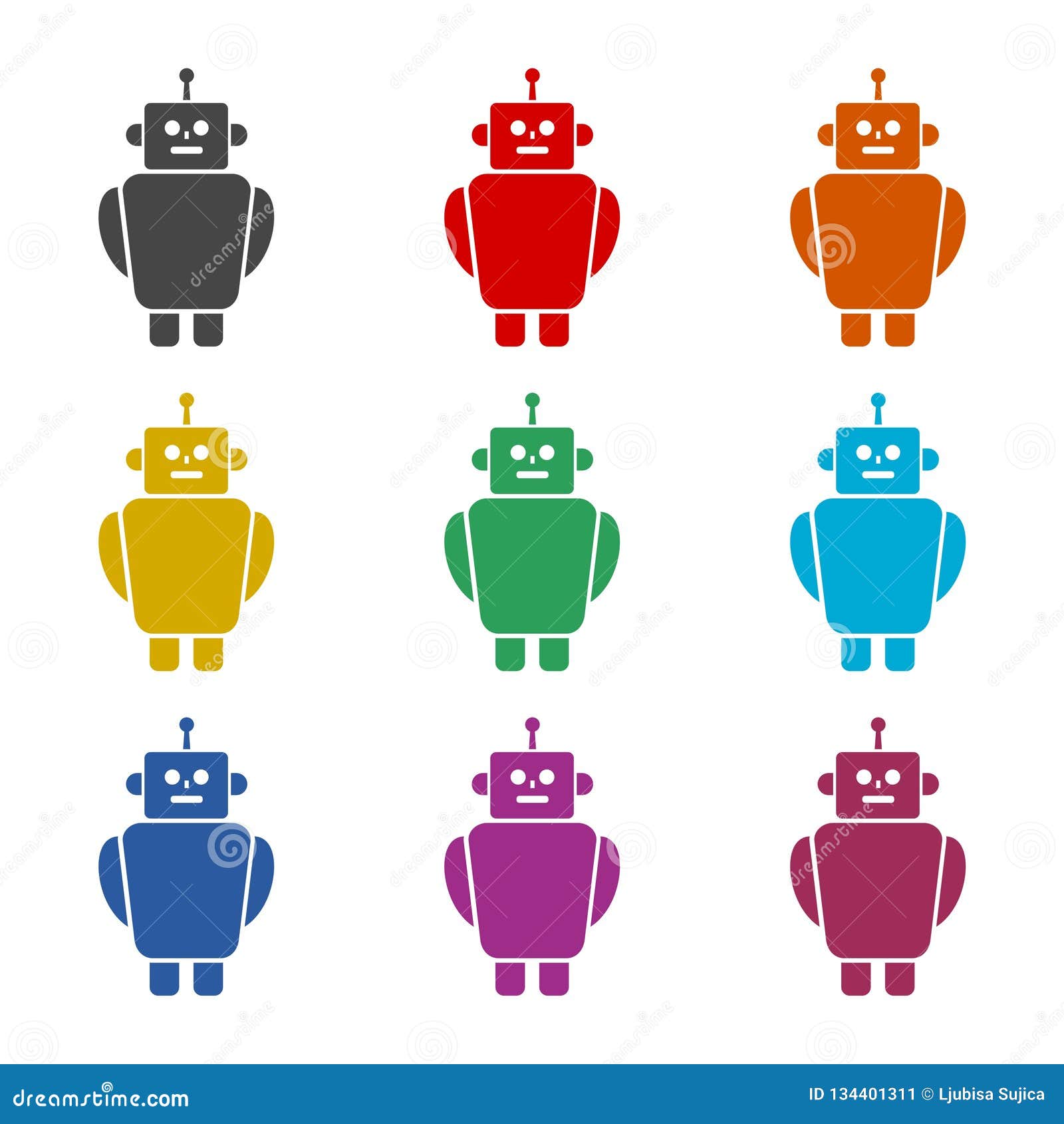 Robot Flat Simple Icon or Logo, Color Set Stock Vector - Illustration ... Robot Flat Simple Icon or Logo, Color Set Stock Vector - Illustration ...