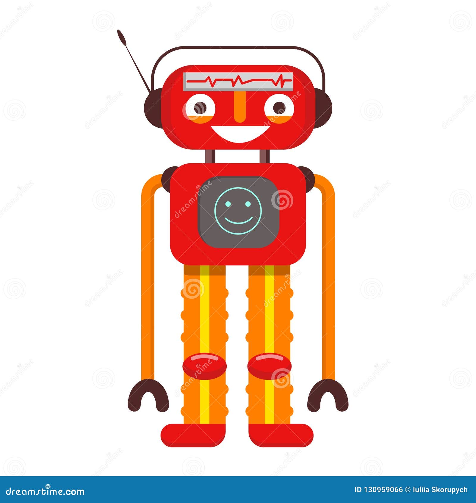 Robot in flat style stock vector. Illustration of energy - 130959066