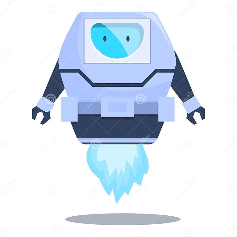 Robot is Flying Using Its Jetpack Stock Vector - Illustration of ...