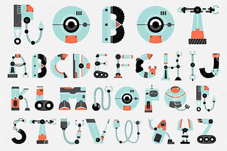 Robot Font Collection Flat Design Stock Vector - Illustration of text ...