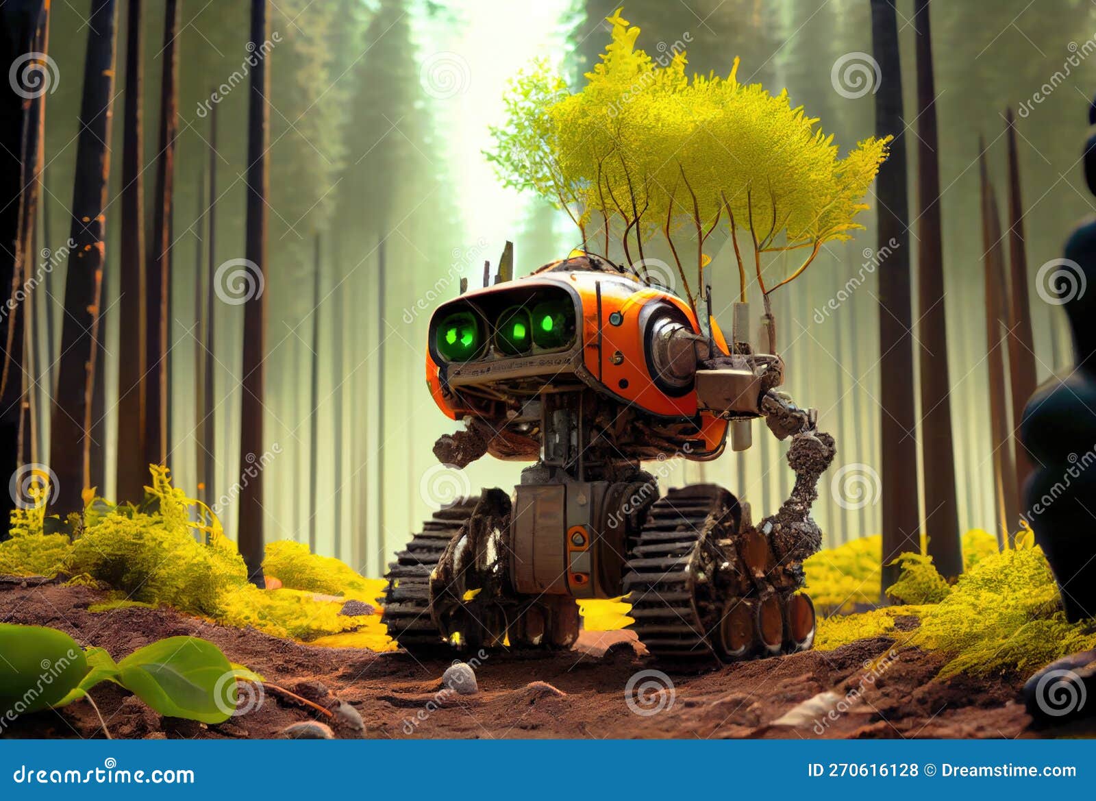 Robot Forester Living in the Forest and Planting the Trees Environment ...