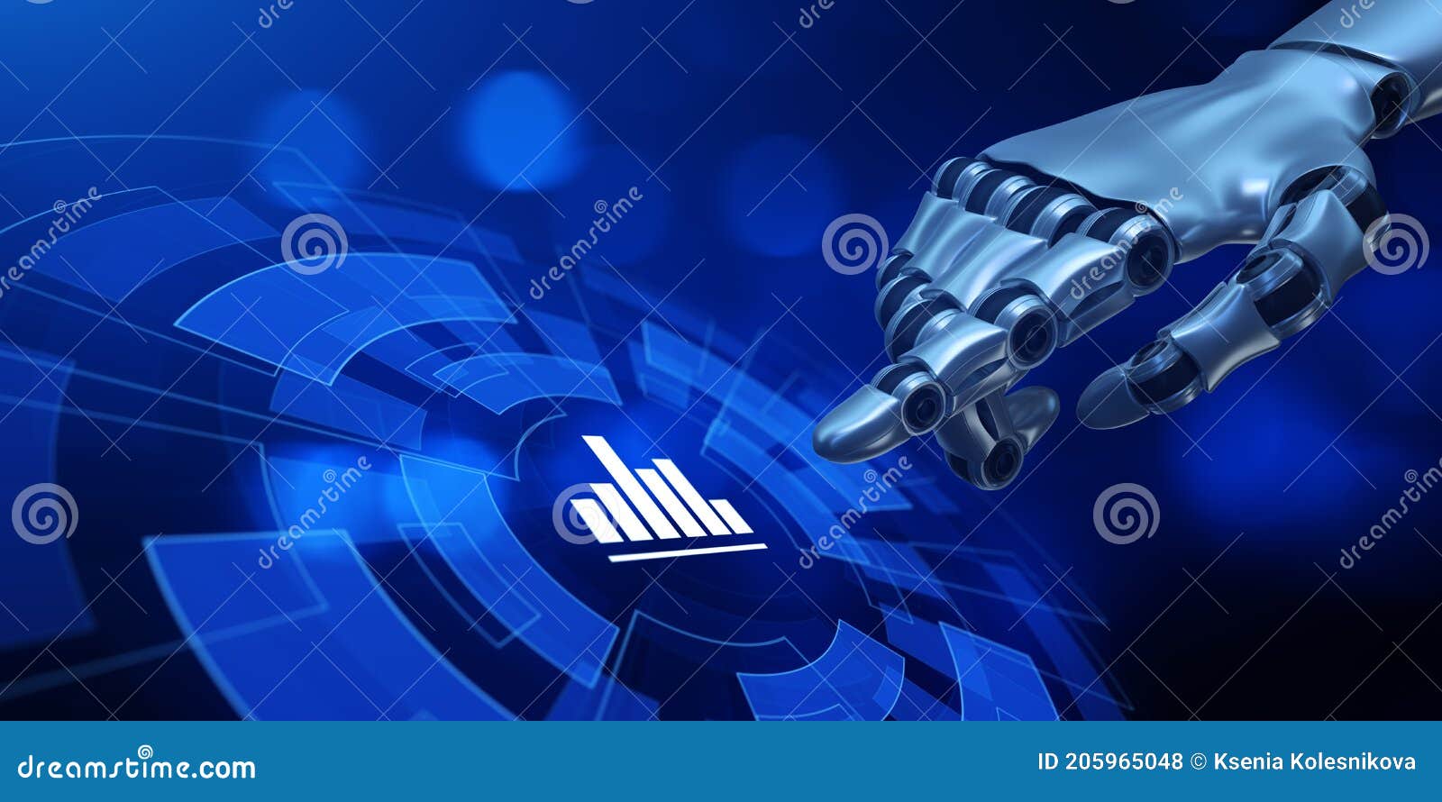 Robot Forex Trading Financial Market Concept. Robotic Hand Pressing ...