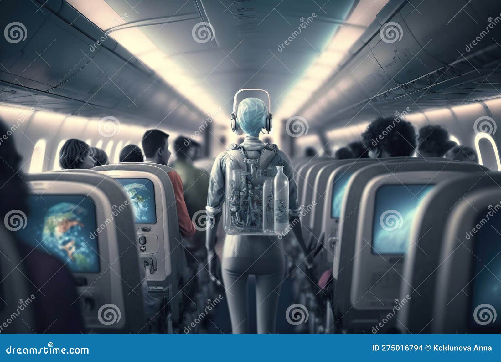 A Robot in the Form of a Flight Attendant Working on Plain Created with ...