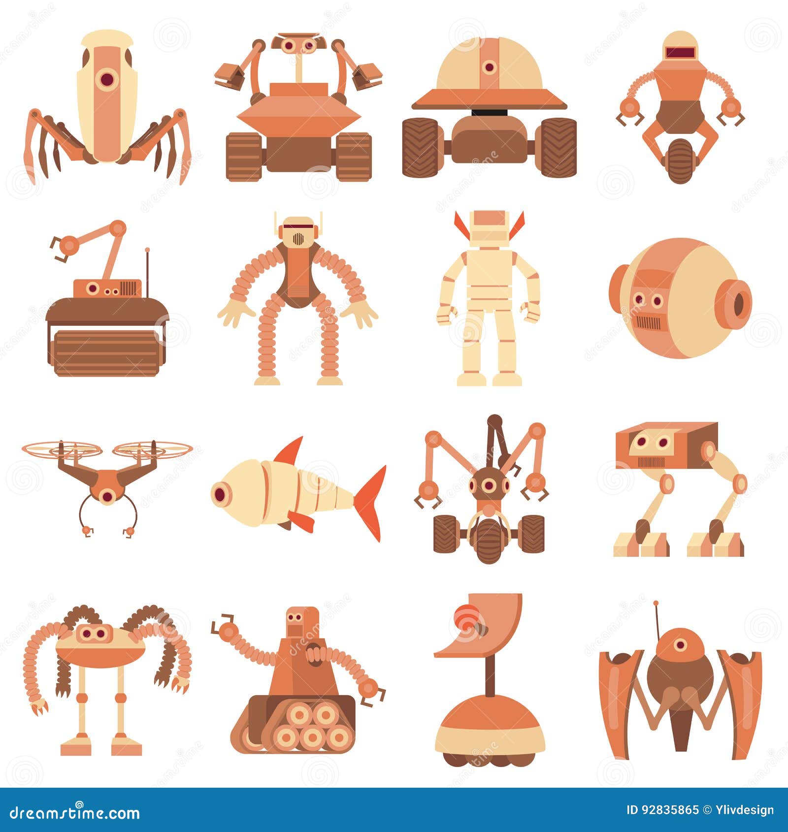 Robot Forms Icons Set, Cartoon Style Stock Vector - Illustration of ...