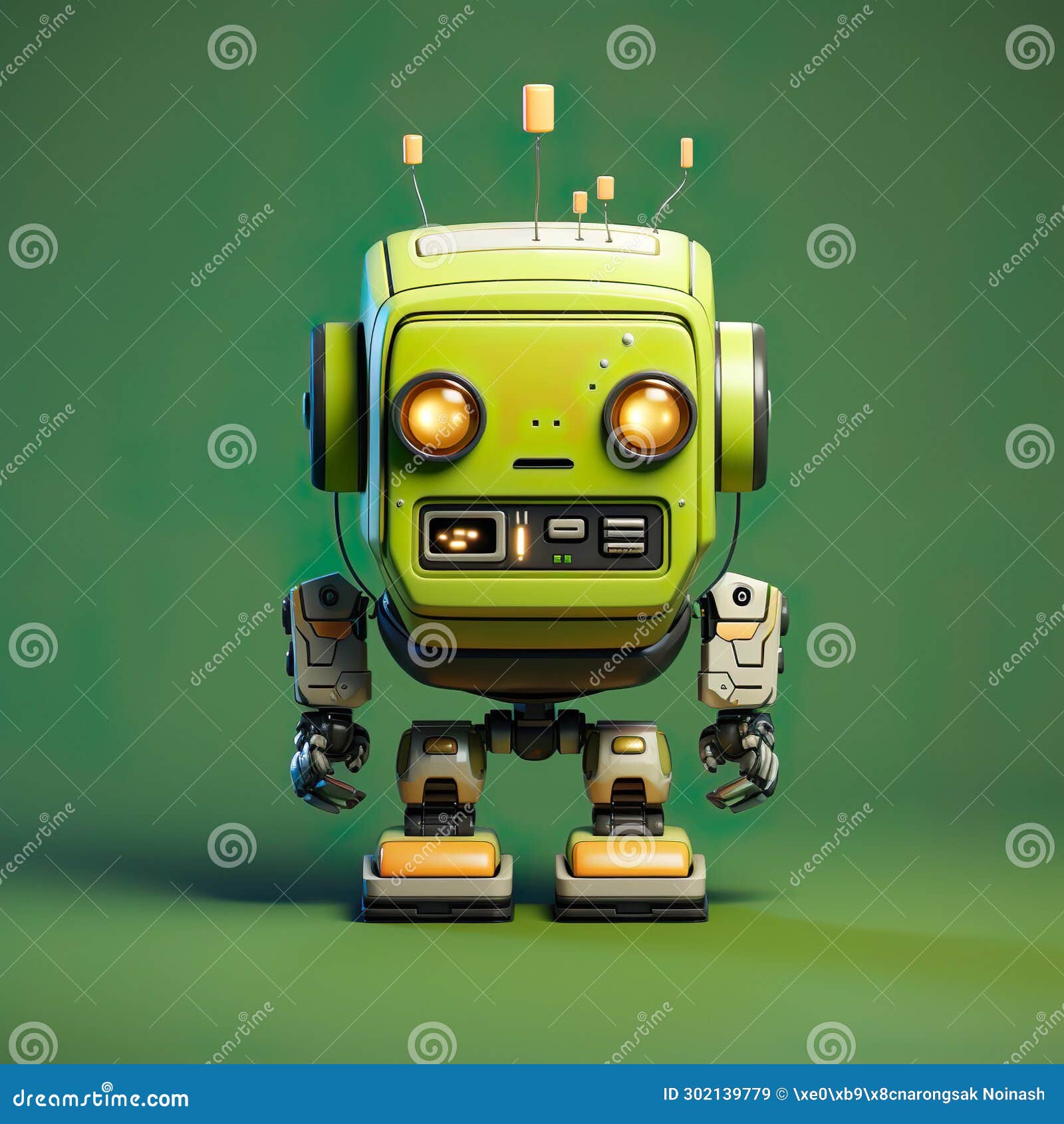 A Robot with a Friendly Face in Center of a Frame, Generative AI Stock ...