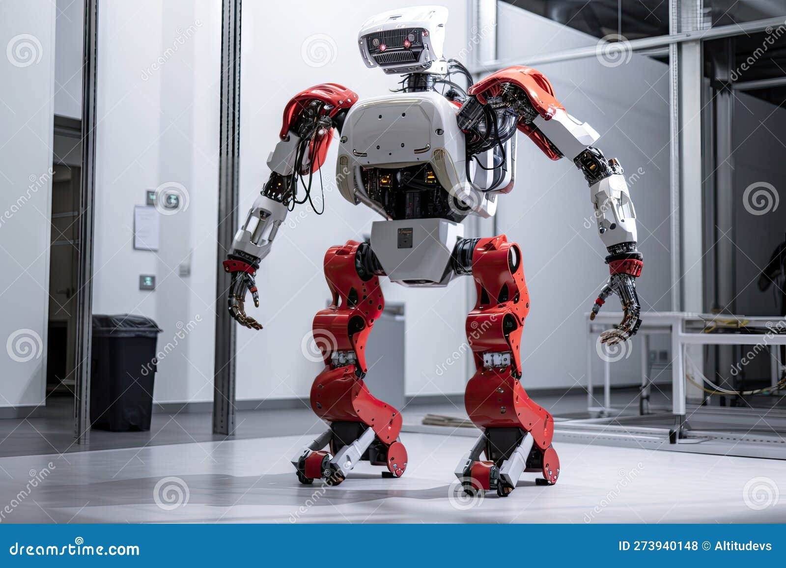 Robot, Fully Equipped with Sensors and Devices, Ready for a Task in the ... Robot, Fully Equipped with Sensors and Devices, Ready for a Task in the ...