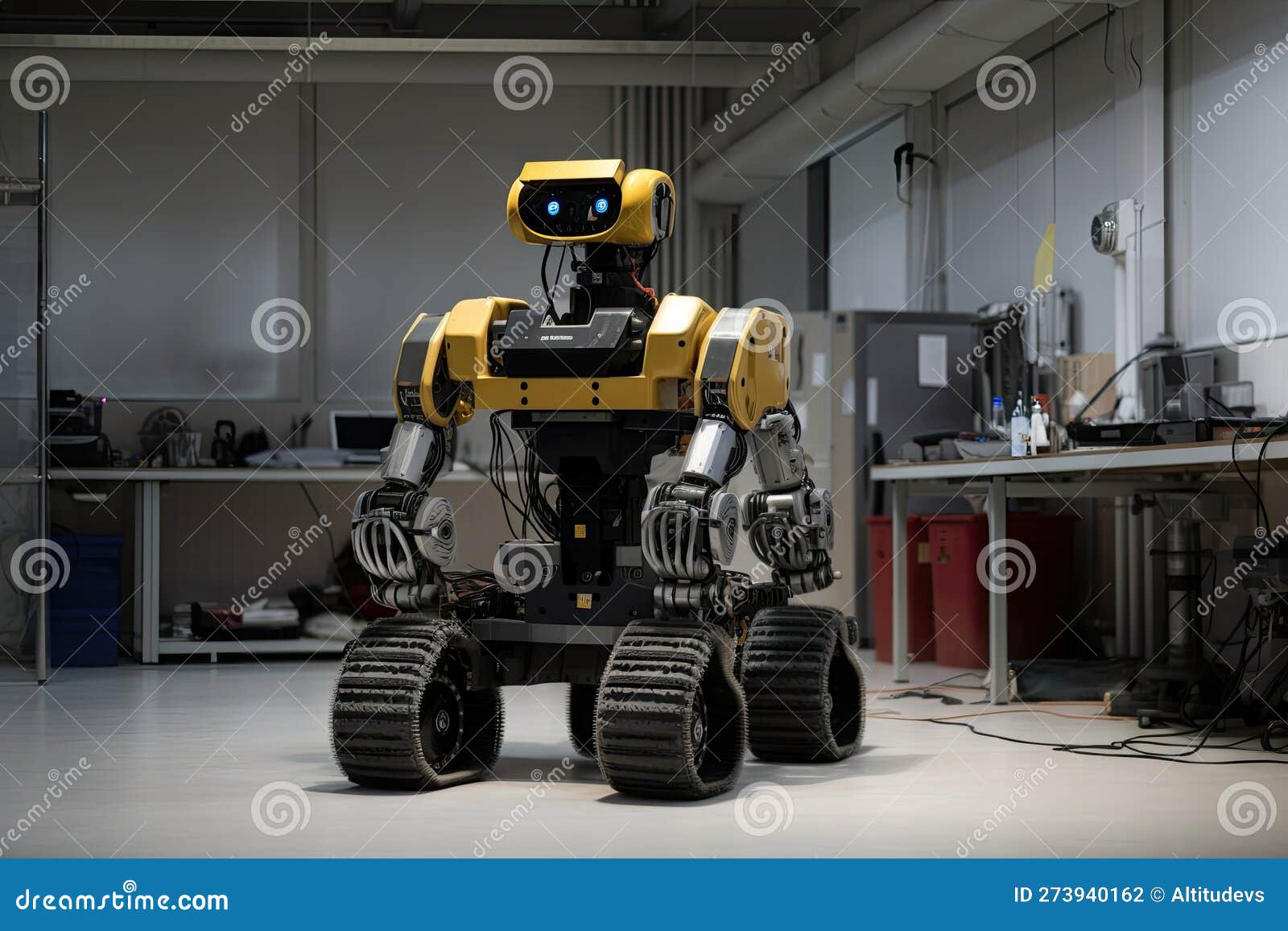 Robot, Fully Equipped with Sensors and Devices, Ready for a Task in the ...