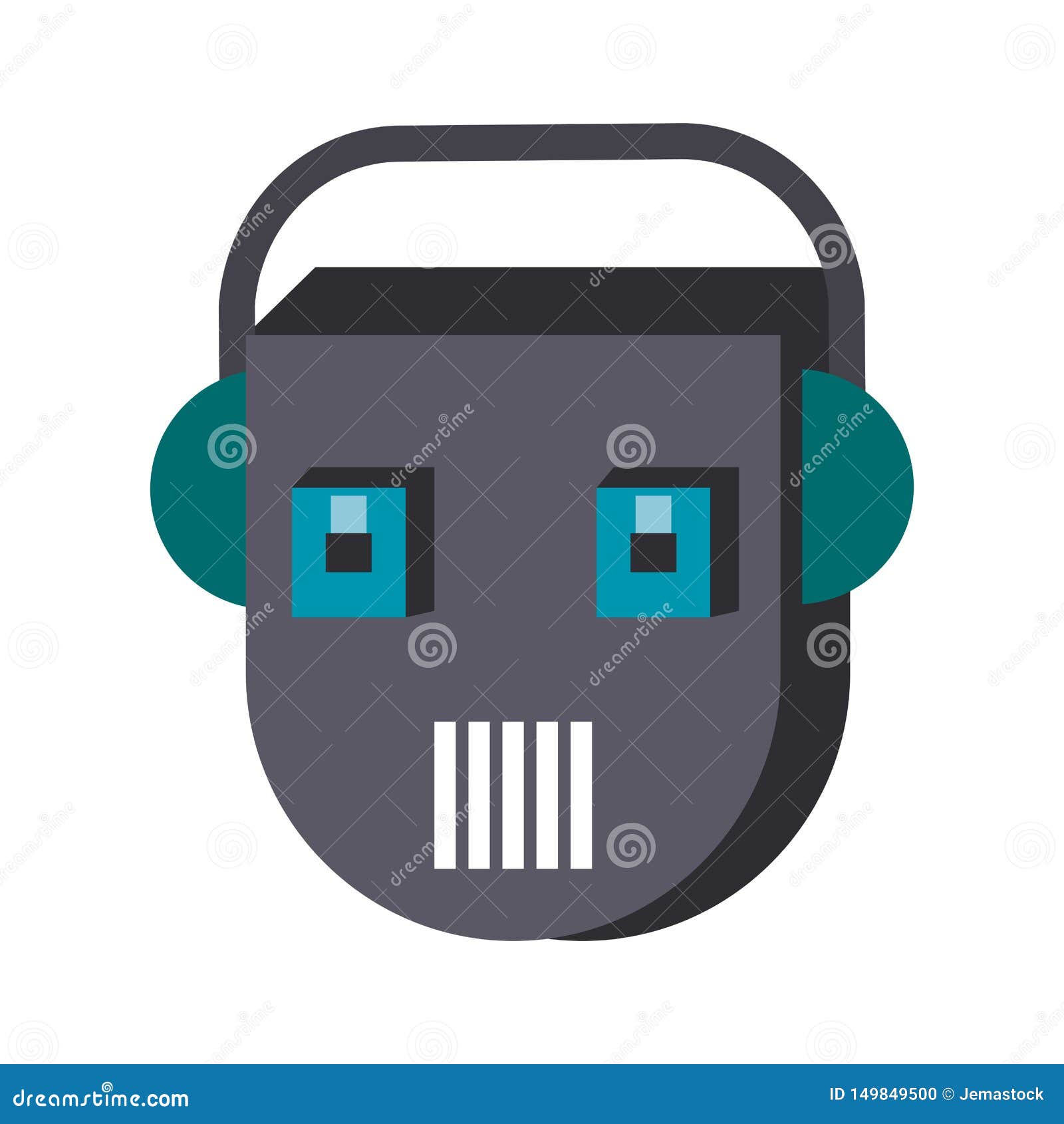 Robot Funny Character Cartoon Head Isolated Stock Vector - Illustration ...