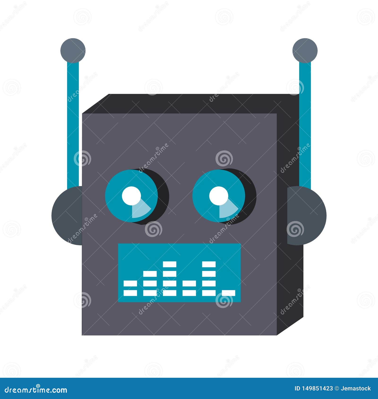 Robot Funny Character Cartoon Head Isolated Stock Vector - Illustration ...
