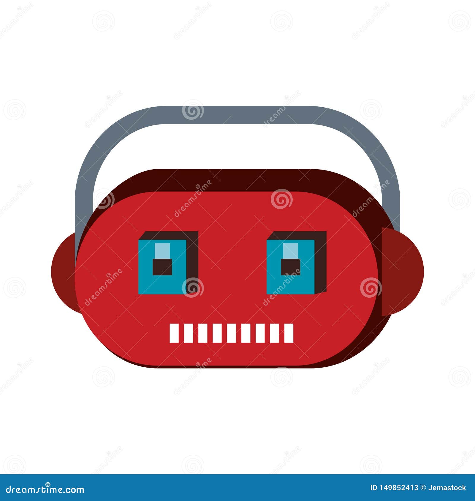 Robot Funny Character Cartoon Head Isolated Stock Vector - Illustration ...