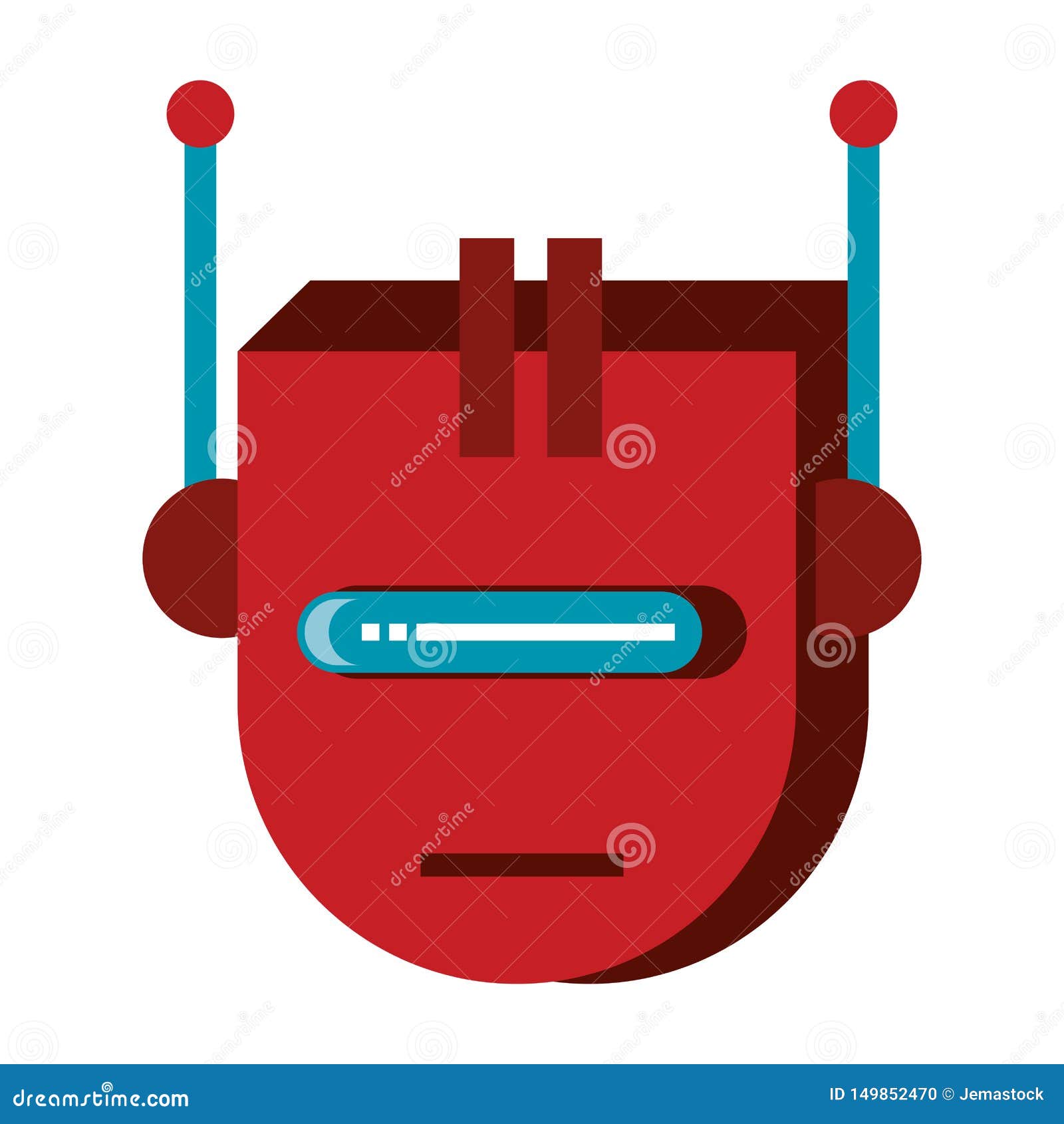 Robot Funny Character Cartoon Head Isolated Stock Vector - Illustration ...