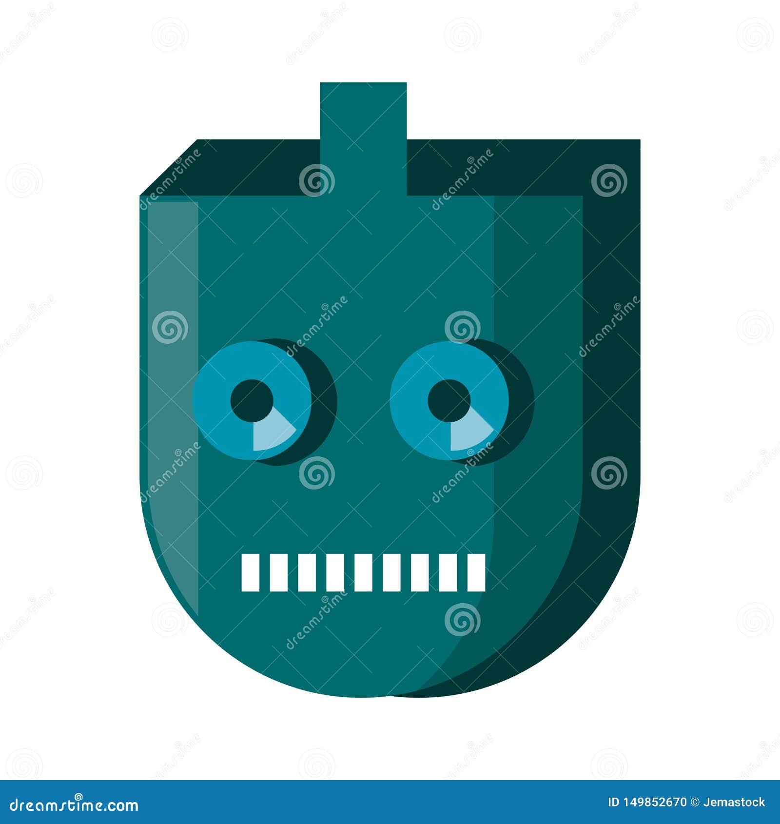 Robot Funny Character Cartoon Head Isolated Stock Vector - Illustration ...