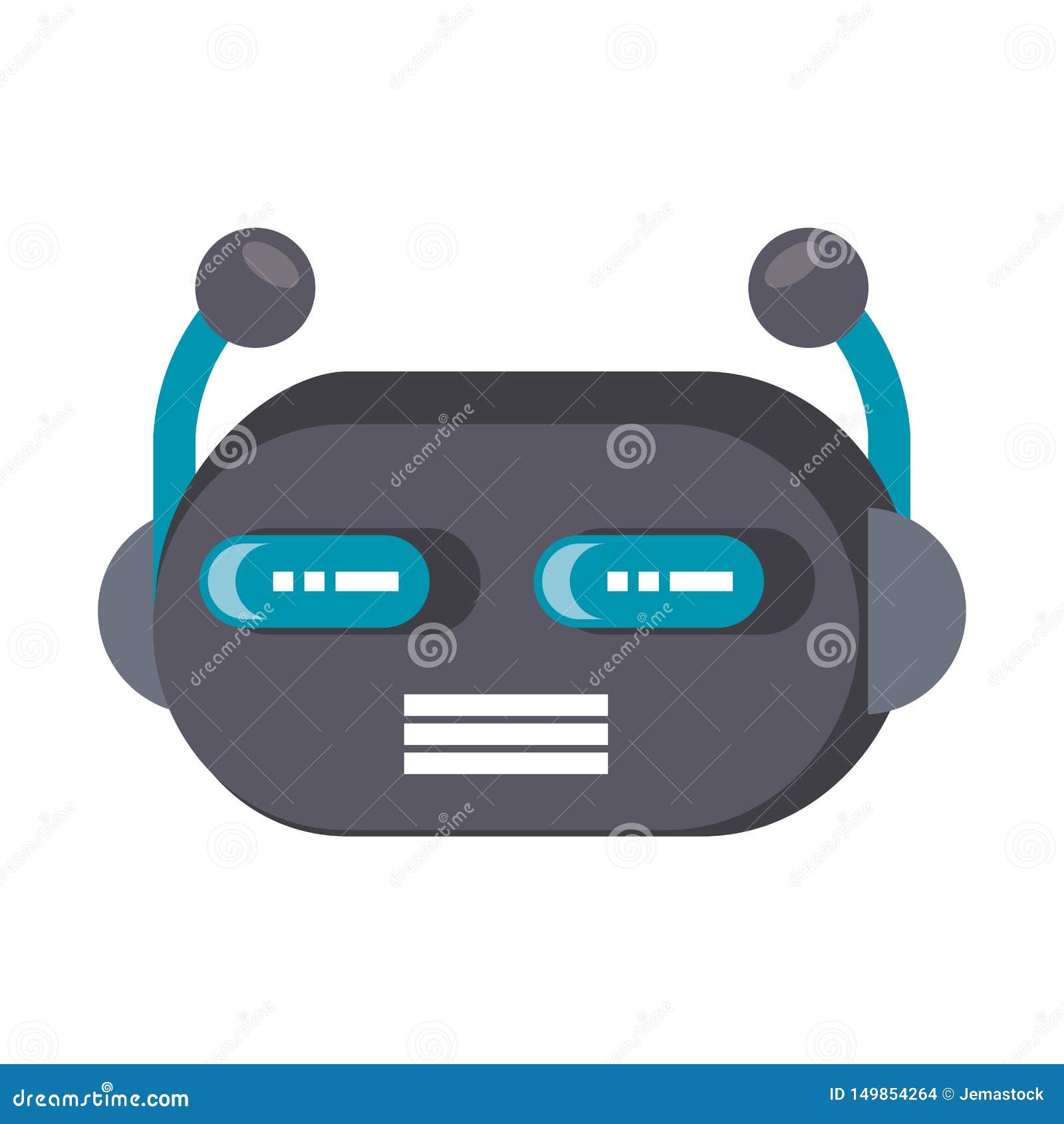 Robot Funny Character Cartoon Head Isolated Stock Vector - Illustration ...
