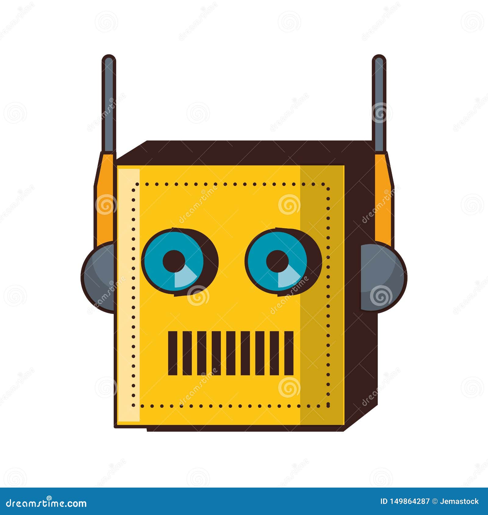 Robot Funny Character Cartoon Head Isolated Stock Vector - Illustration ...