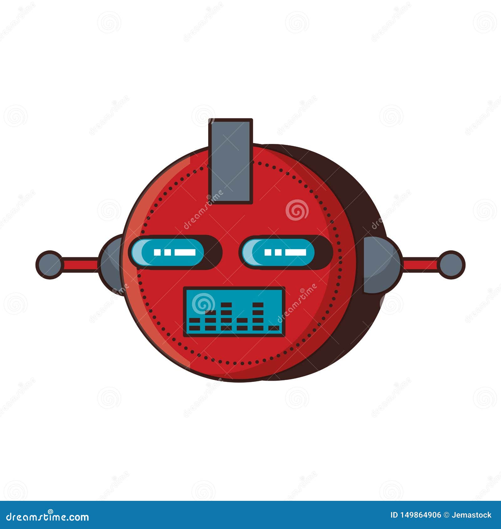 Robot Funny Character Cartoon Head Isolated Stock Vector - Illustration ...