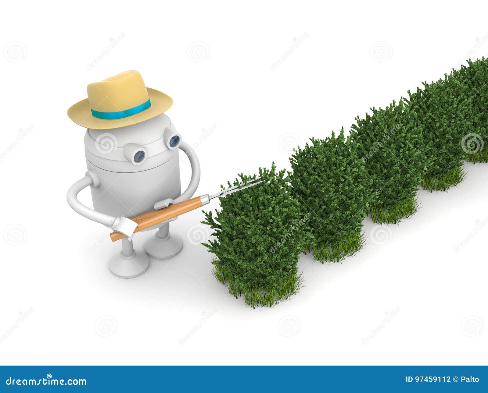 Robot Gardener With A Wheel Barrow Carrying Soil Stock Image ...