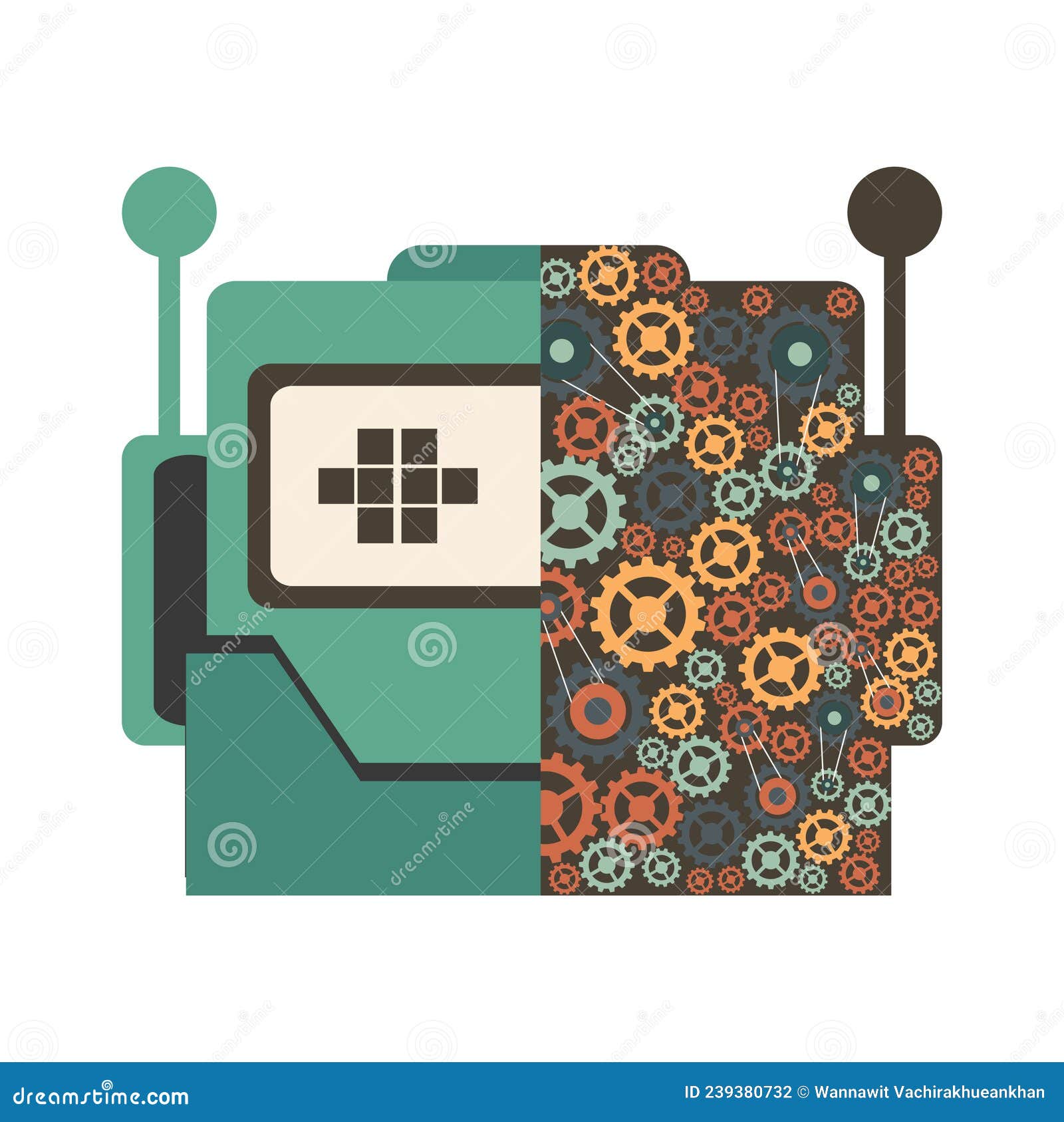 Robot gear in face vector stock vector. Illustration of isolated ...