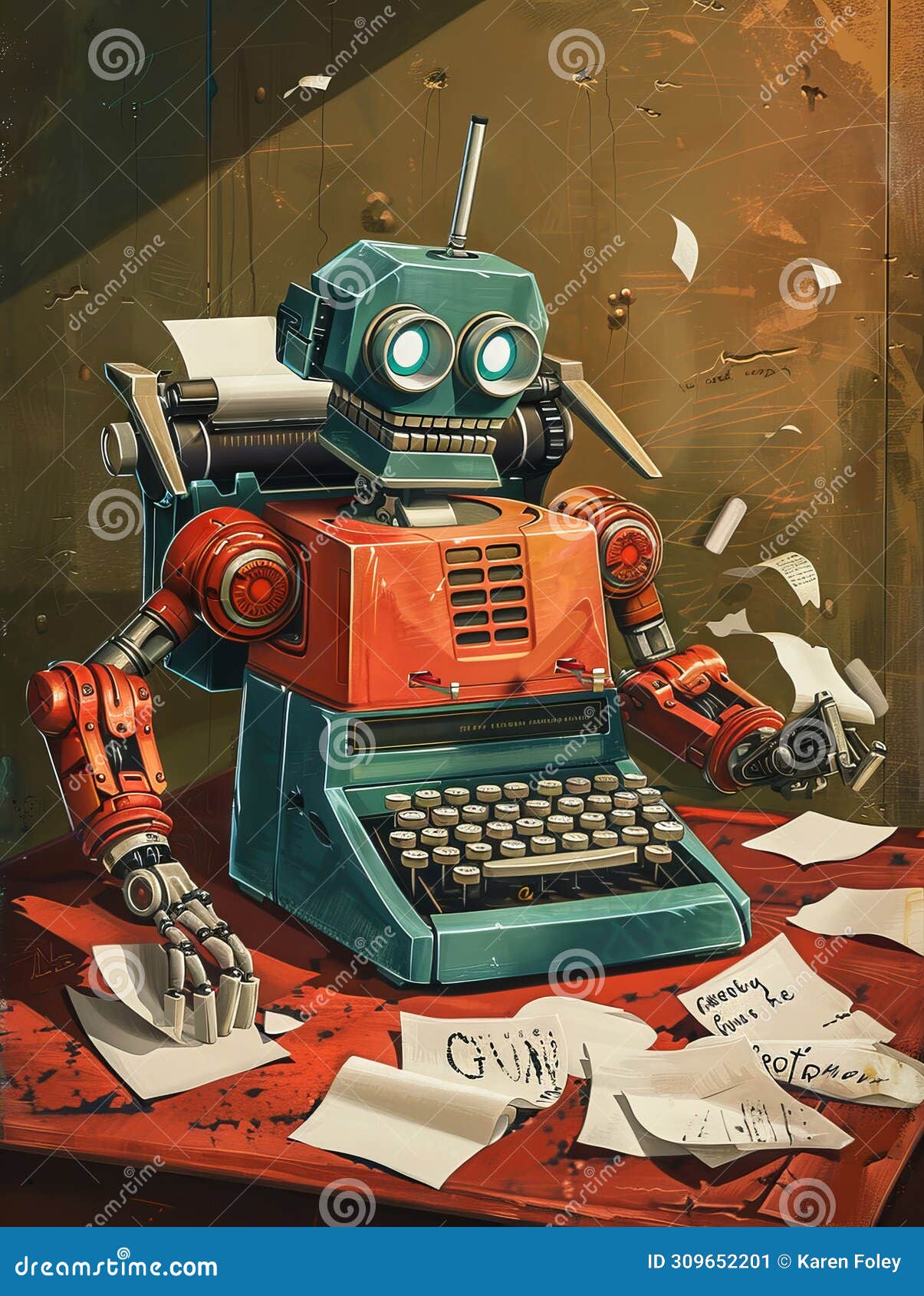 Robot Generating Text Via AI Stock Illustration - Illustration of ...