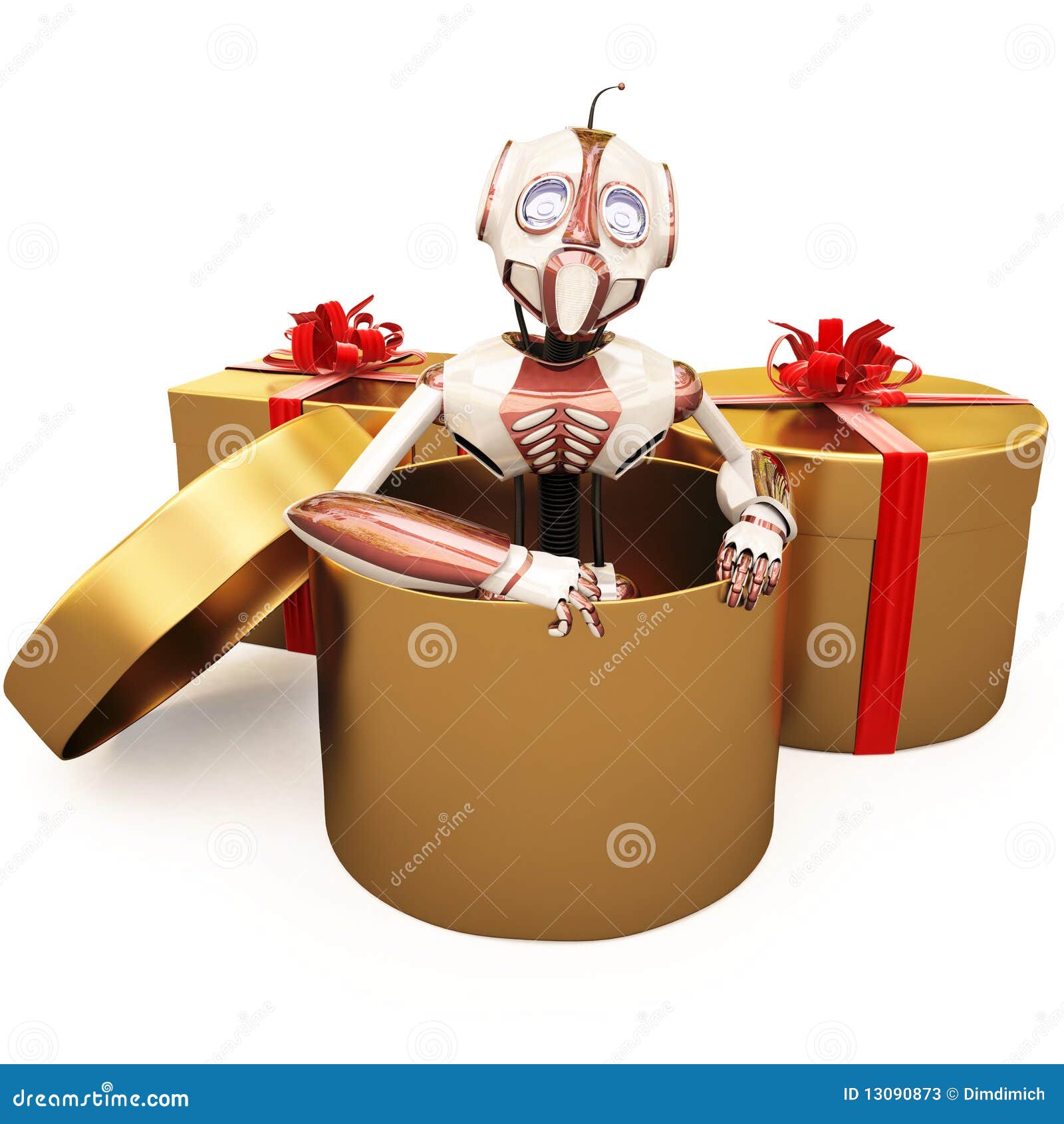 Robot and gift stock illustration. Illustration of sitting - 13090873