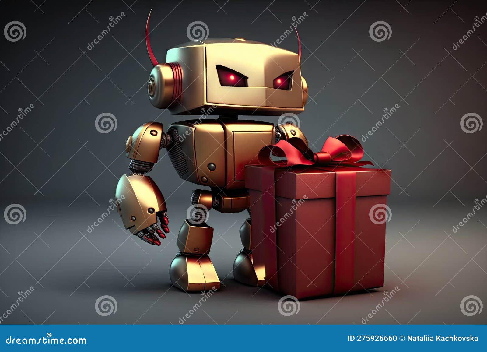 Robot with a gift box stock illustration. Illustration of decoration ...