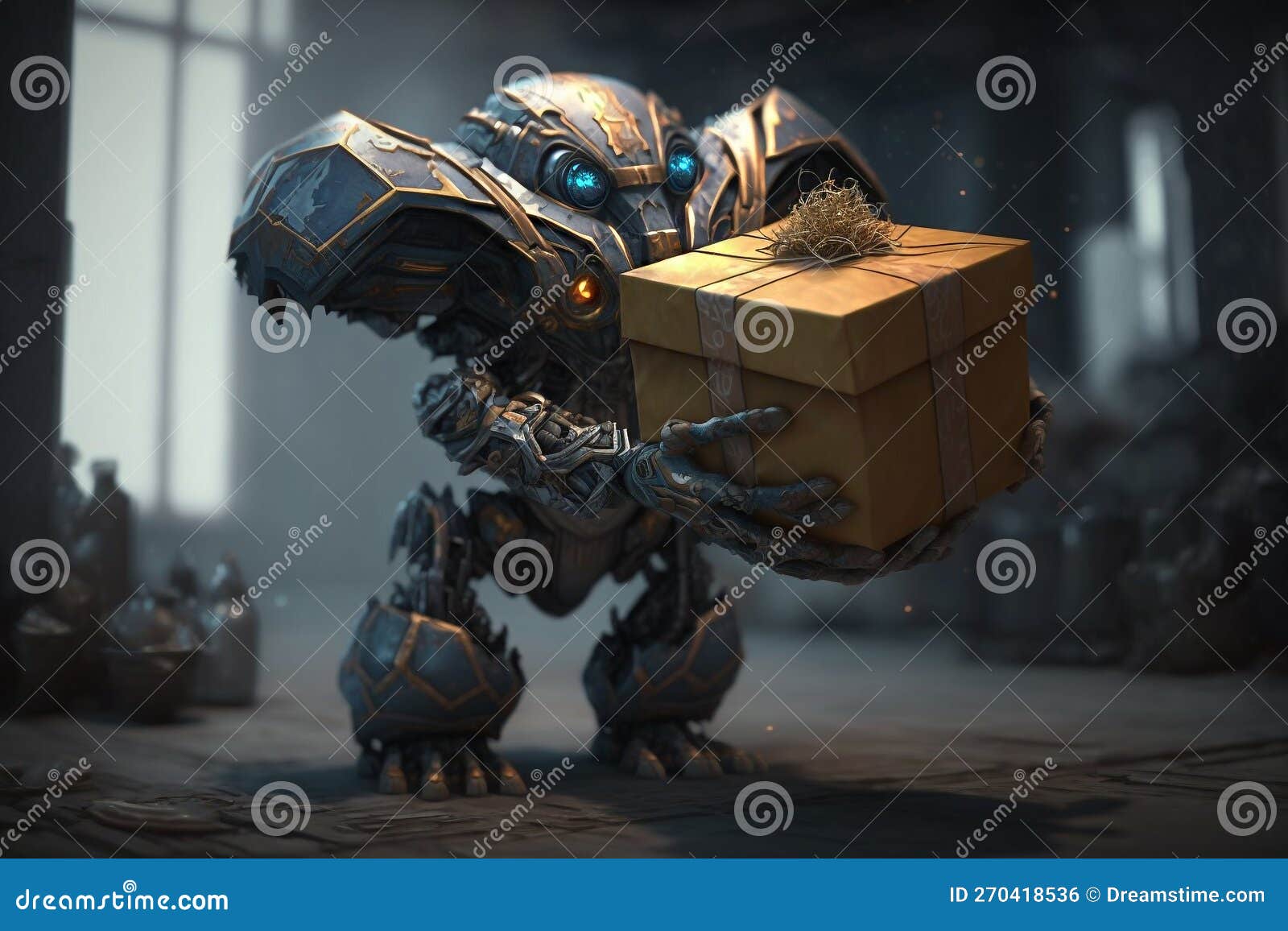 Robot with Gift Box in Hands Illustration Generative AI Stock ...
