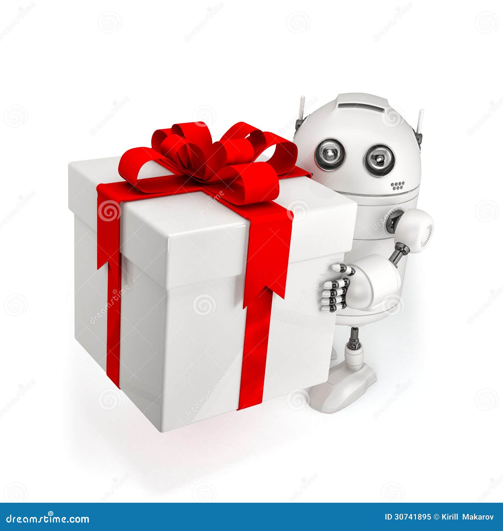 Robot with gift box. stock illustration. Illustration of design - 30741895