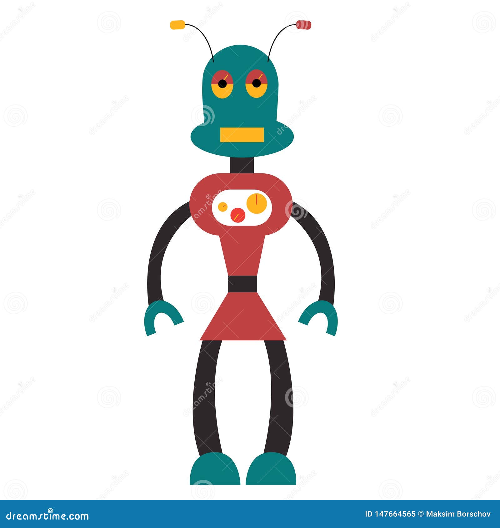 Robot Girl Flat Character. Isolated Stock Vector Illustration Stock ...