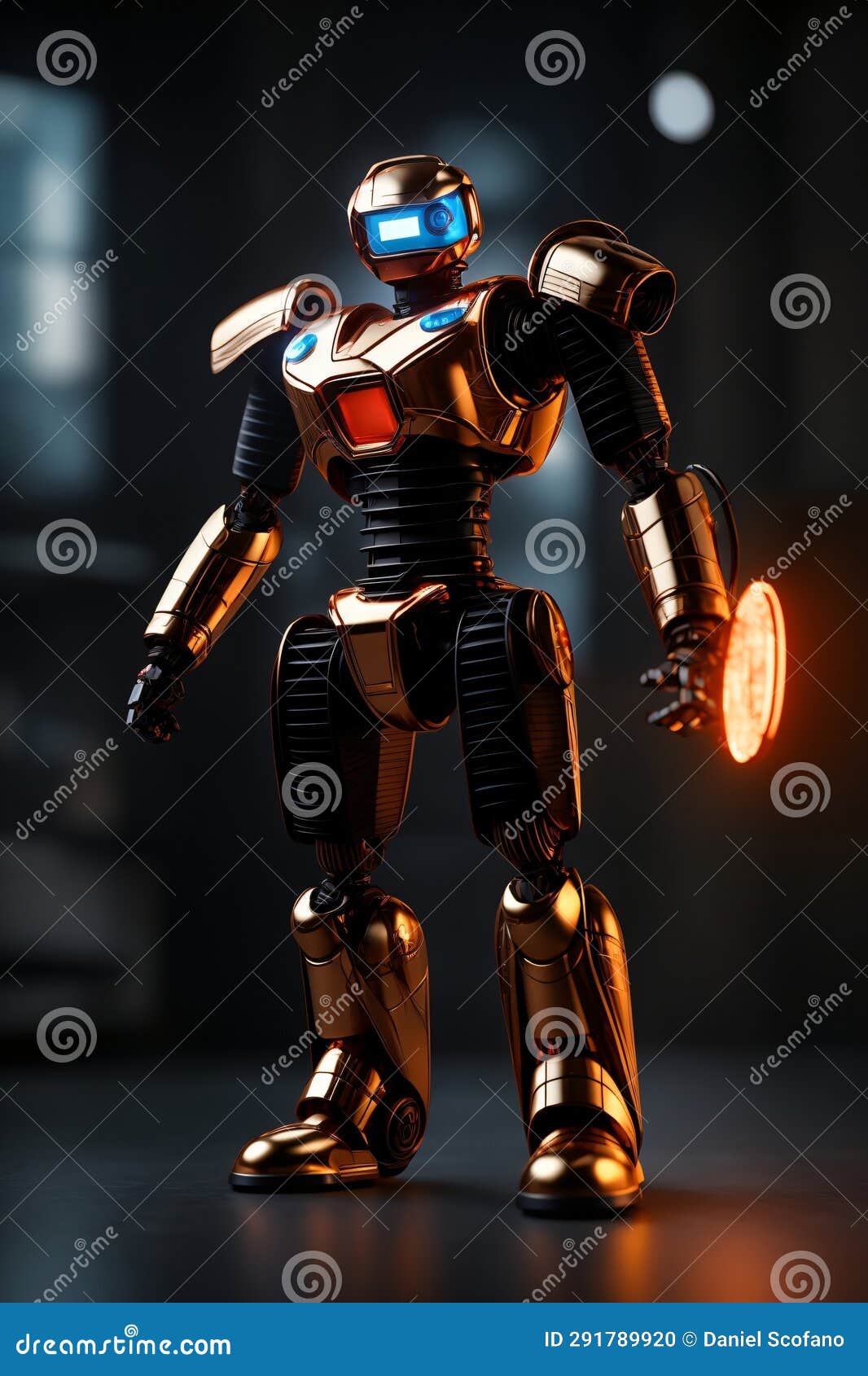 A Robot with a Glowing Light on His Face. Generative AI Stock ...