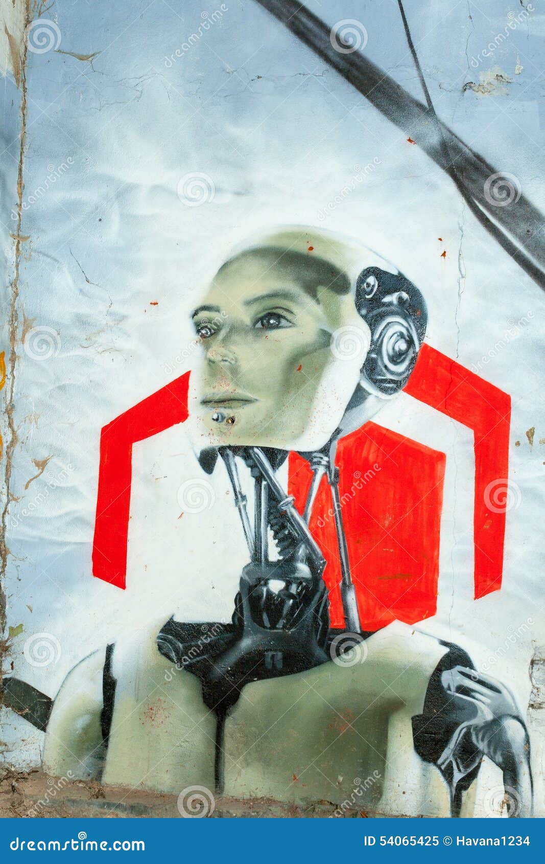 Robot Graffiti in an Abandoned Factory Building. Editorial Image ...