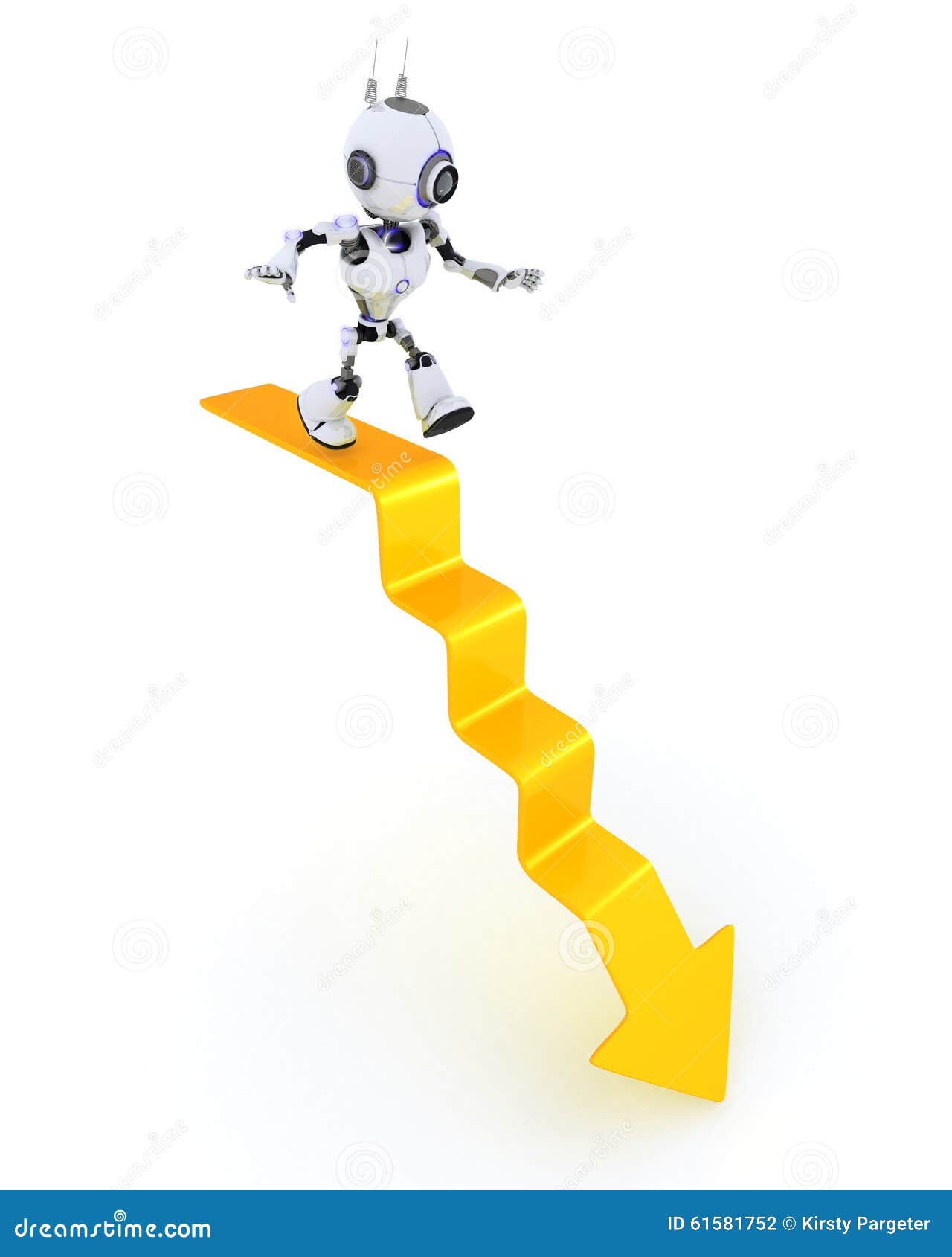 Robot on a graph stock illustration. Illustration of share - 61581752