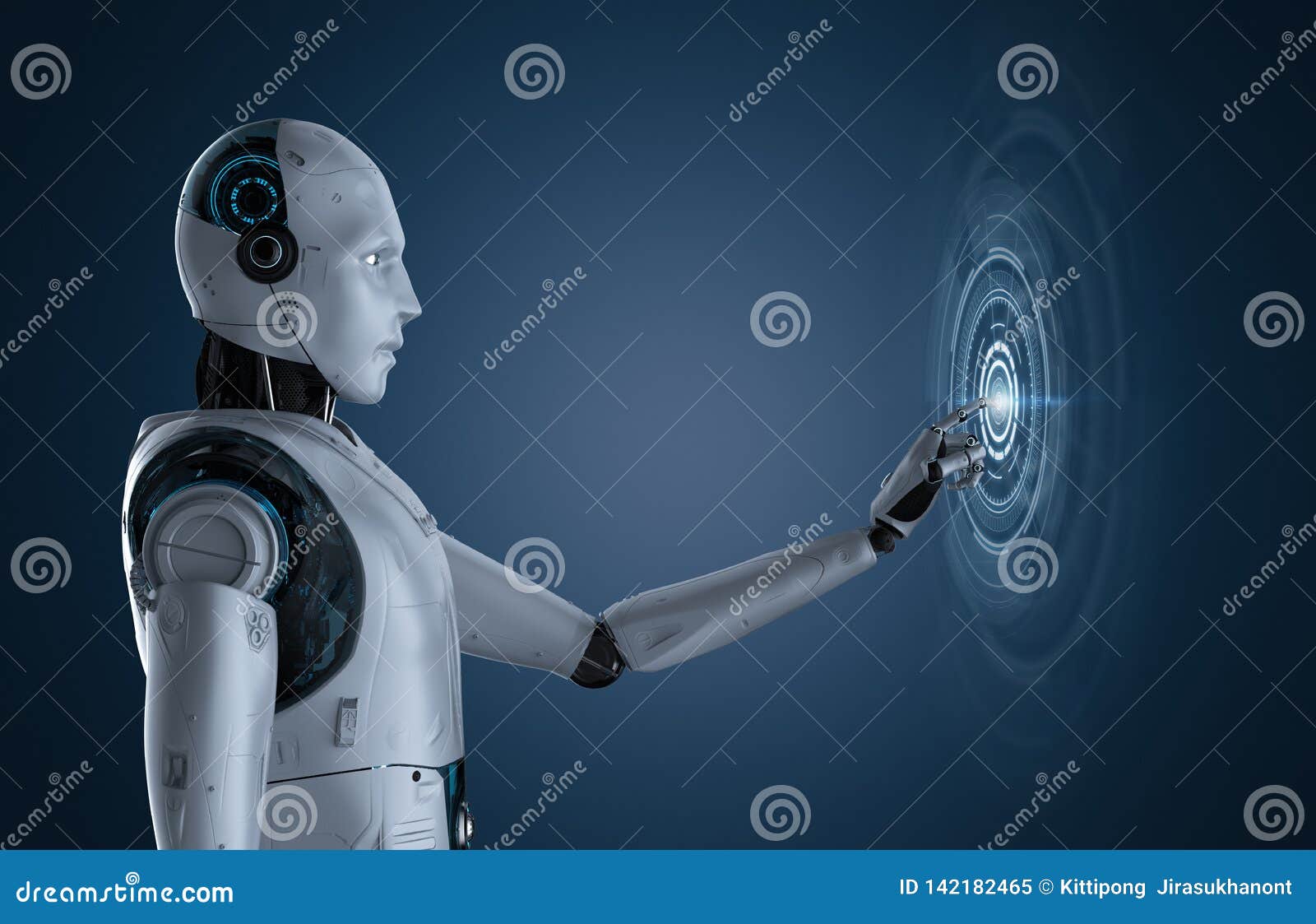 Robot with graphic display stock illustration. Illustration of media ...
