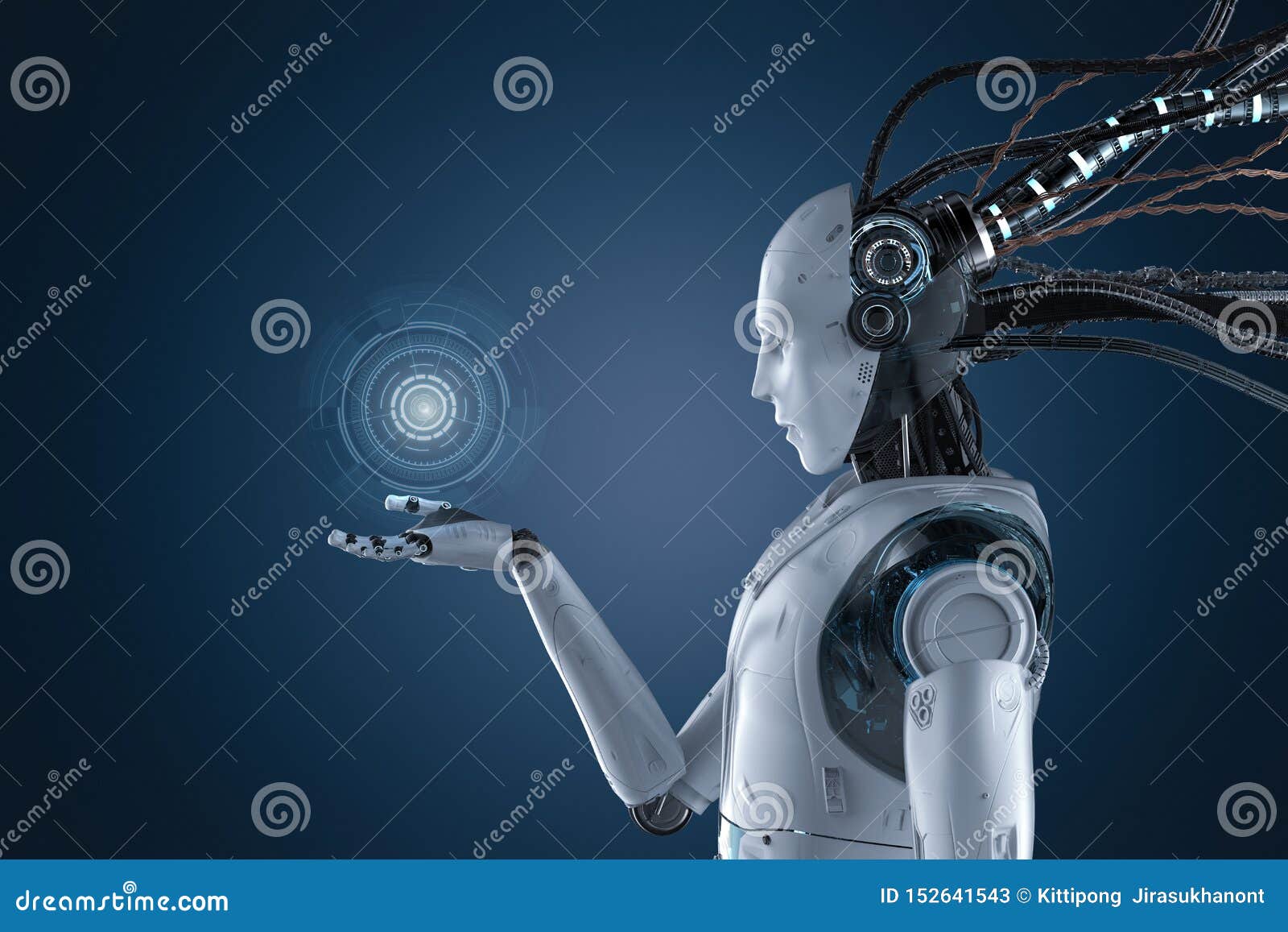 Robot with graphic display stock illustration. Illustration of ...