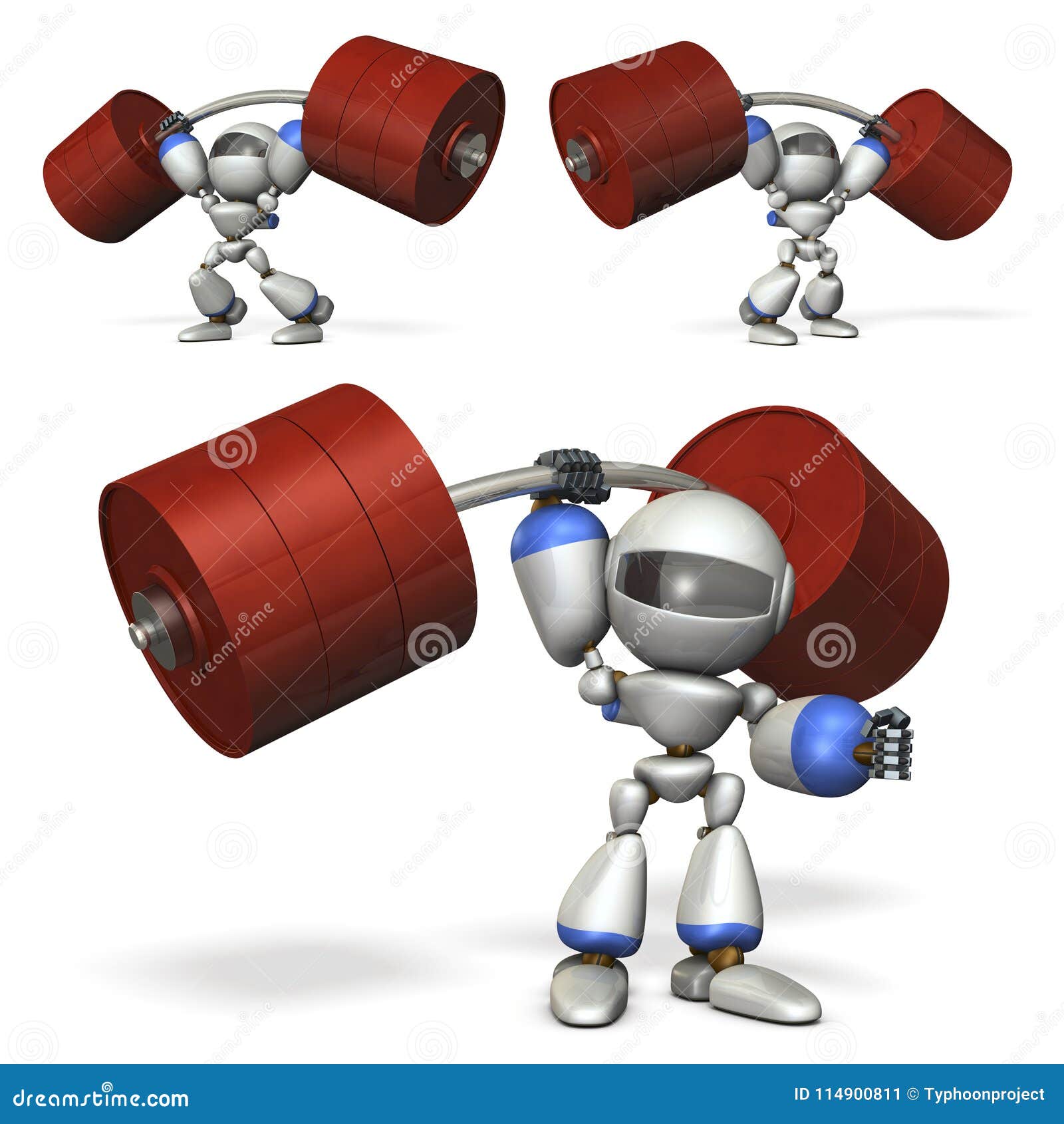 A Robot with Great Power. he is Weight Lifting. Stock Illustration ...