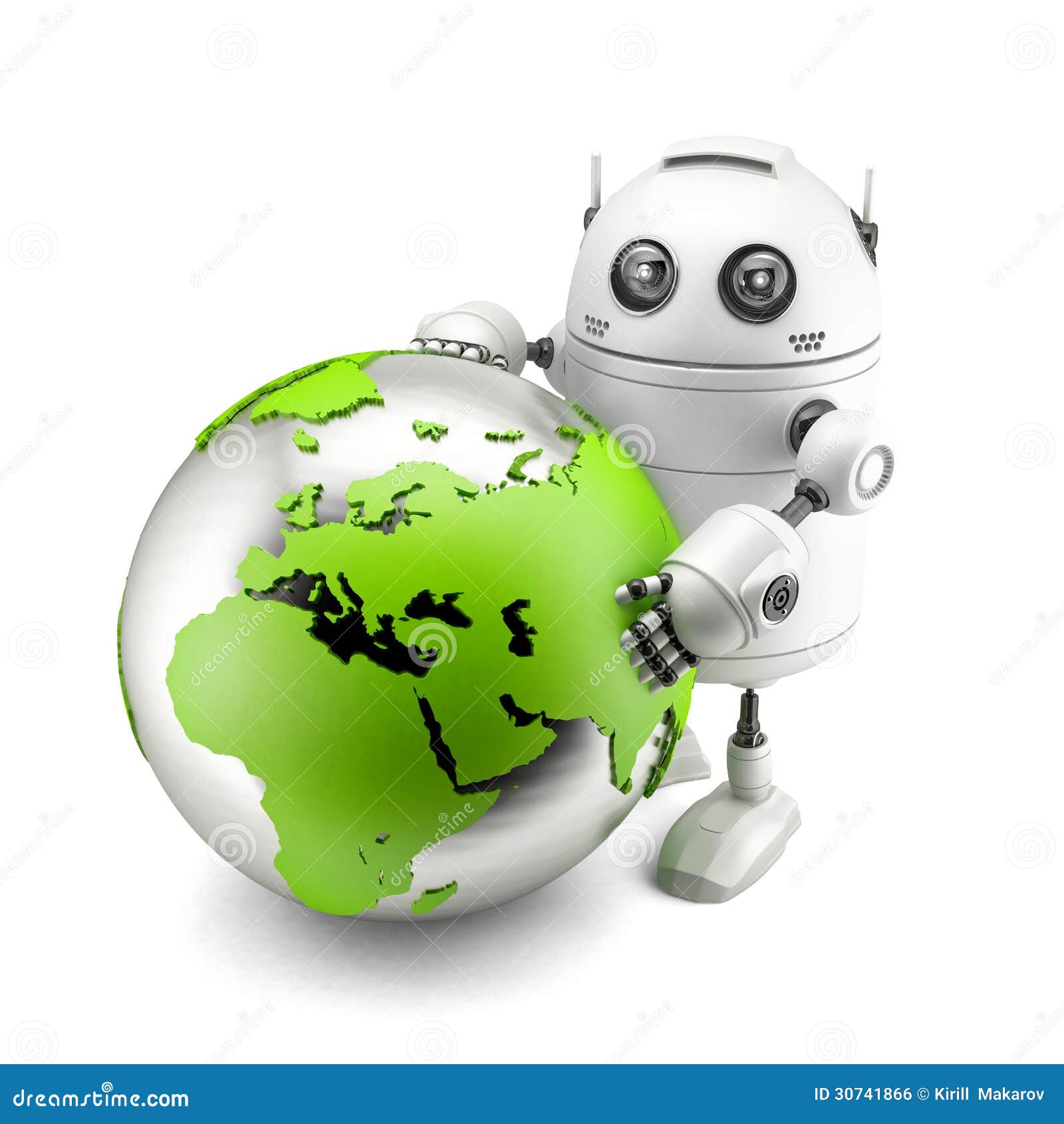 Robot With Green Earth Globe Royalty Free Stock Image - Image: 30741866